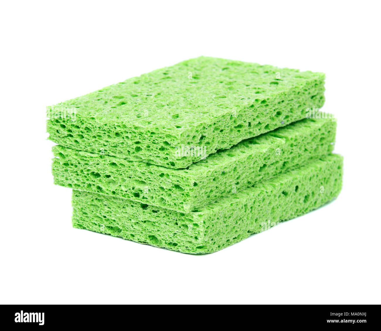 Household green sponge separated on white background Stock Photo - Alamy