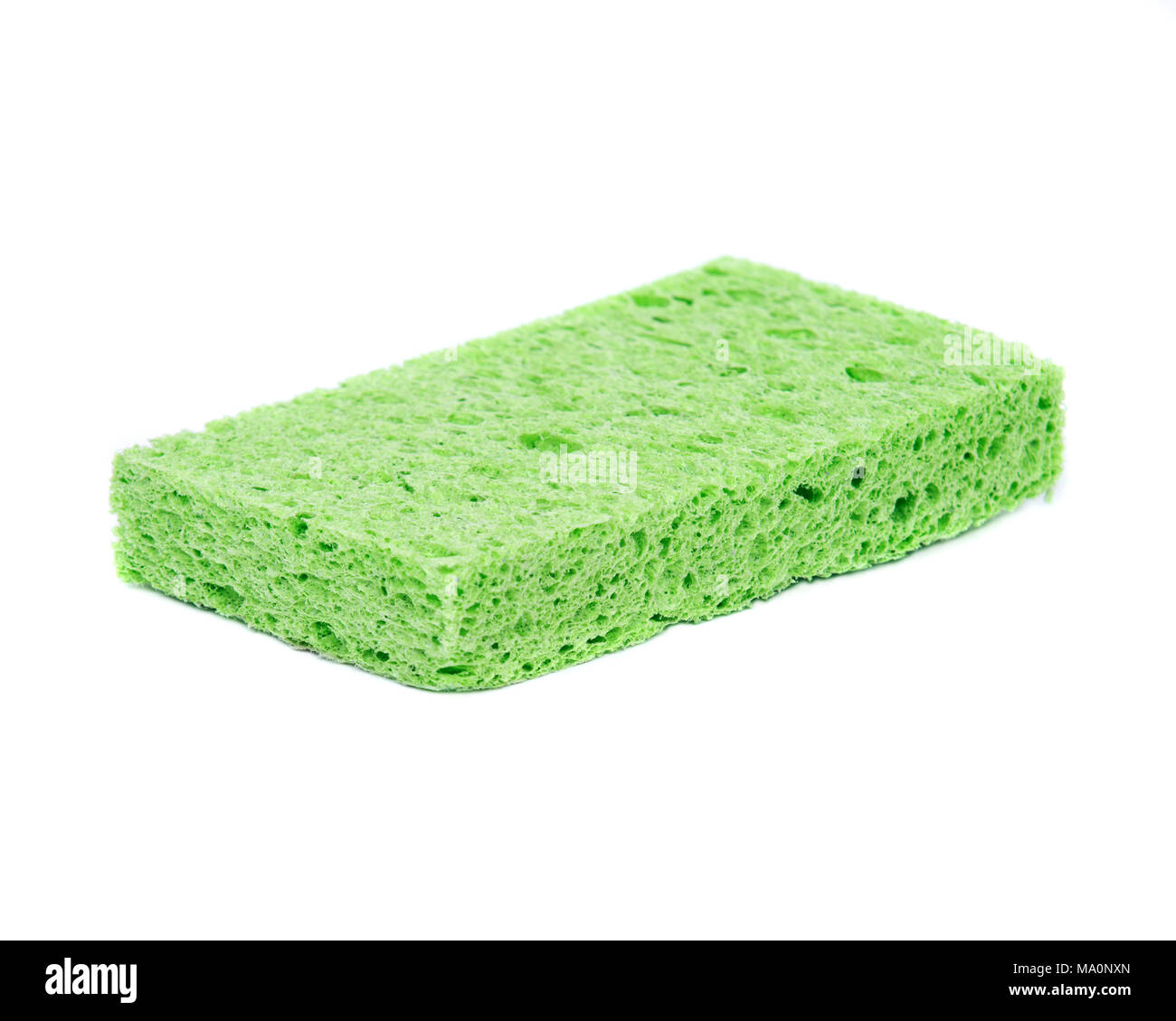 Household green sponge separated on white background Stock Photo - Alamy