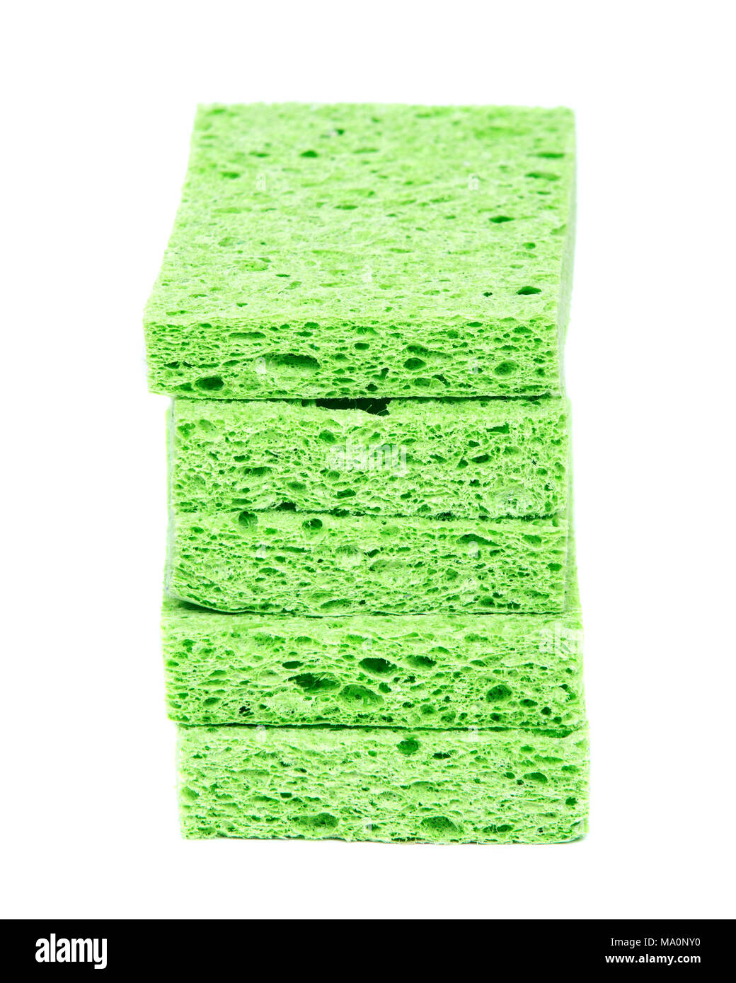 Household green sponge separated on white background Stock Photo - Alamy