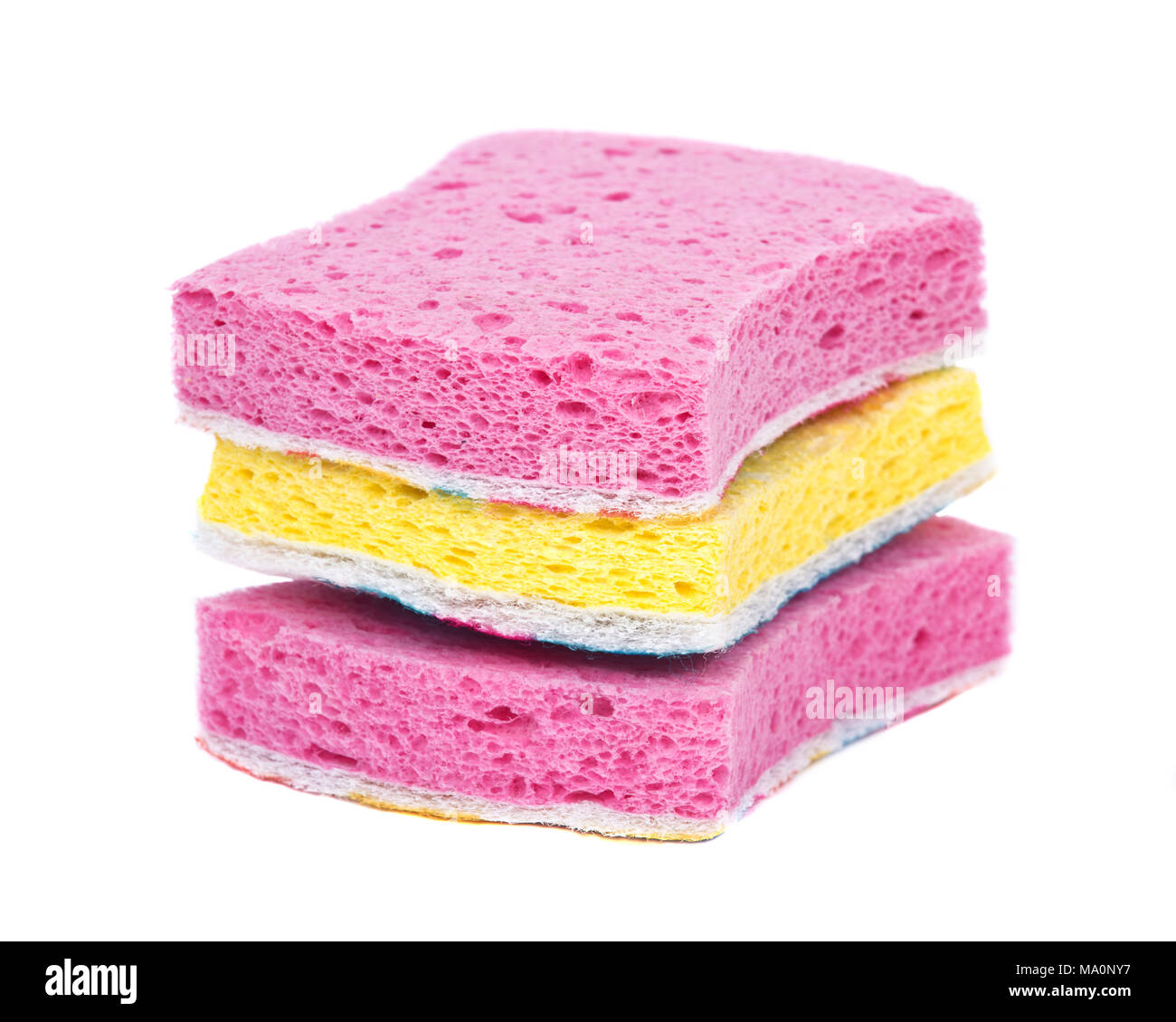 Colorful kitchen scrubbing sponges separated on white background Stock ...