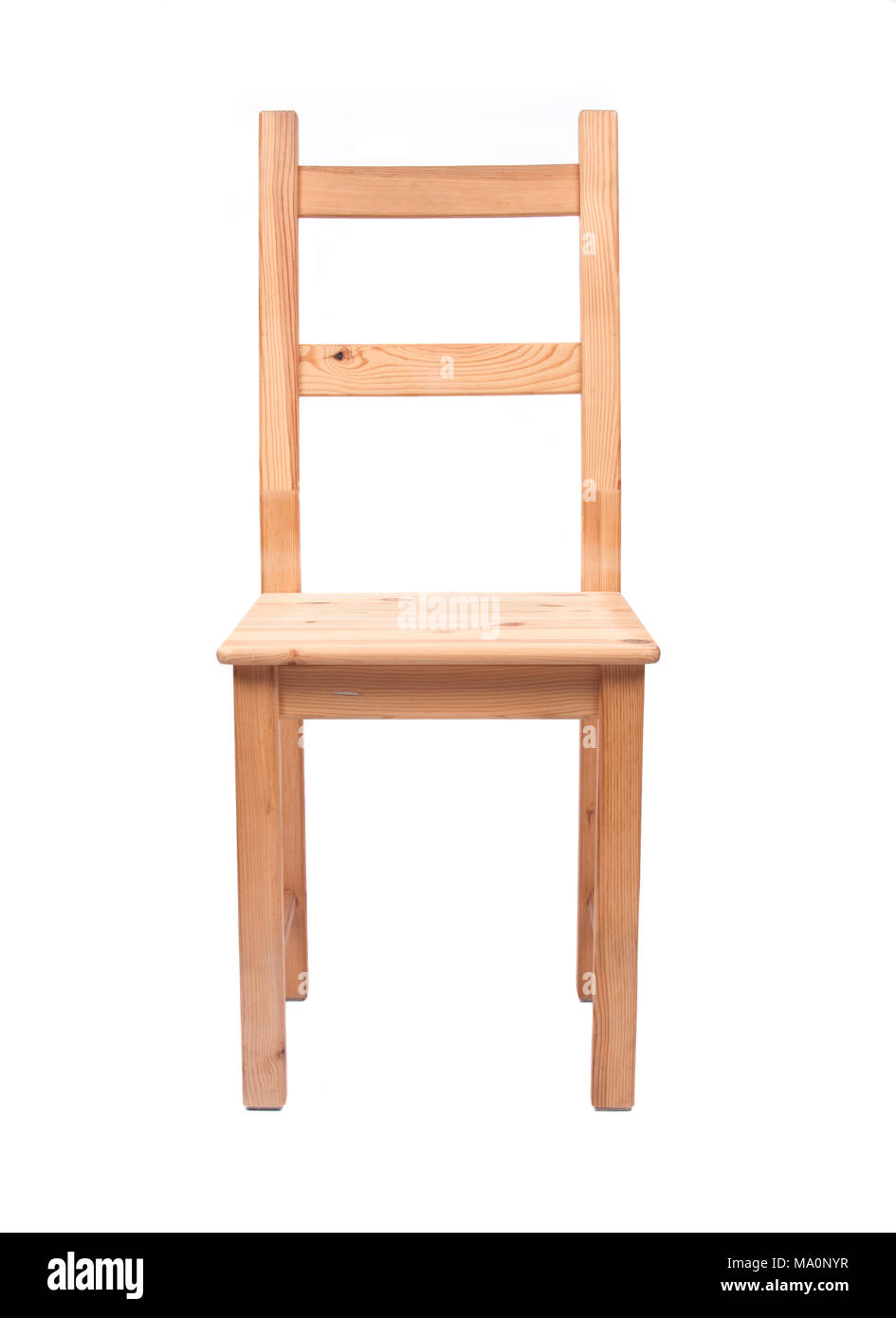 Pine wood chair separated on white background Stock Photo - Alamy