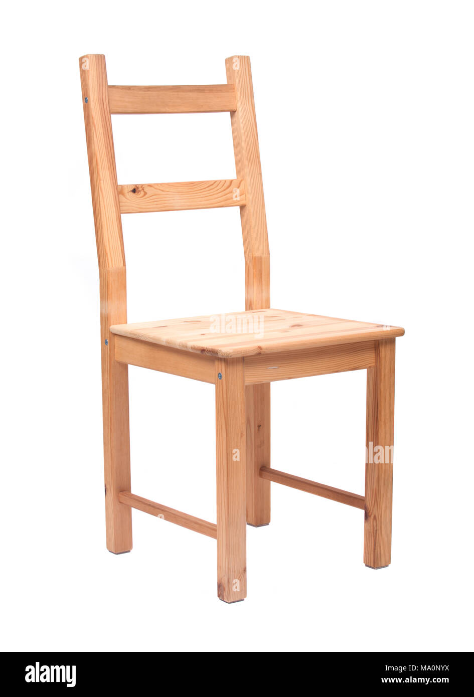 Pine wood chair separated on white background Stock Photo - Alamy