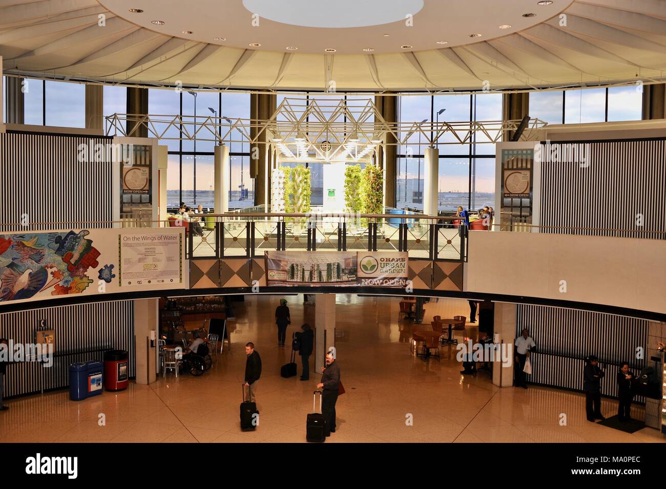 Urban gardening vertical growing with grow lights, inside Rotunda ...