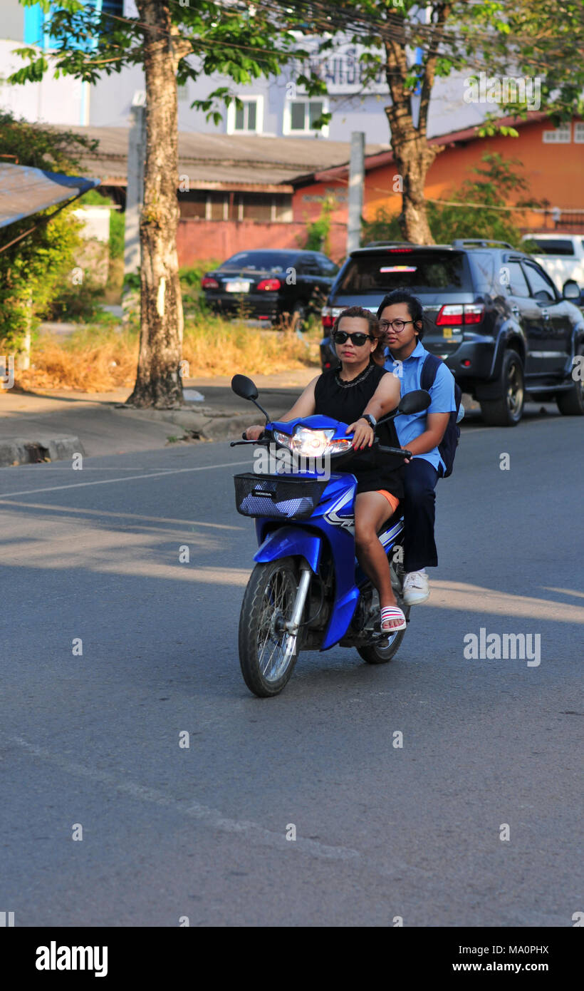 Motorbike riders in Thailand Stock Photo - Alamy