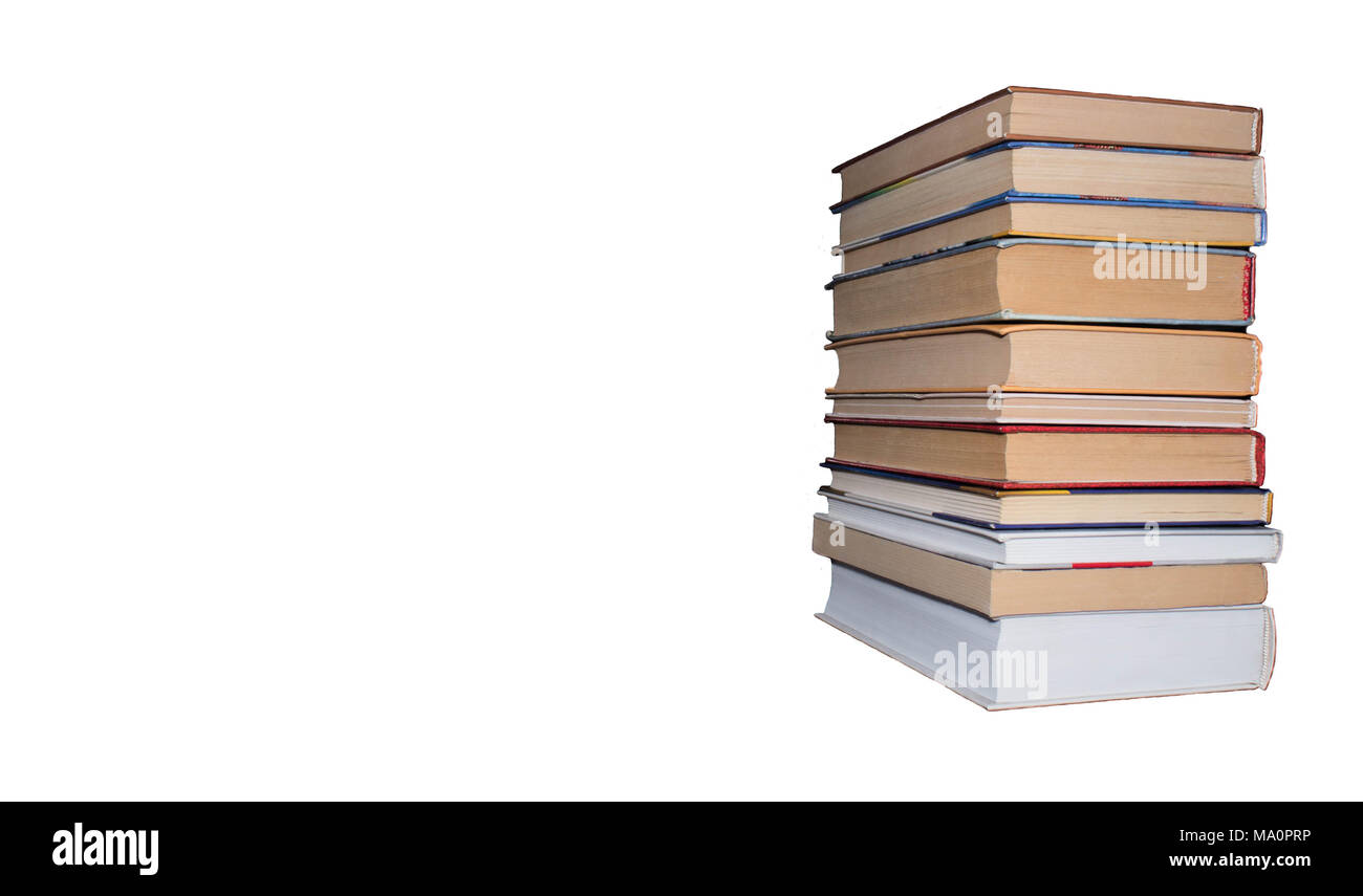 pile of books on white isolated background Stock Photo - Alamy
