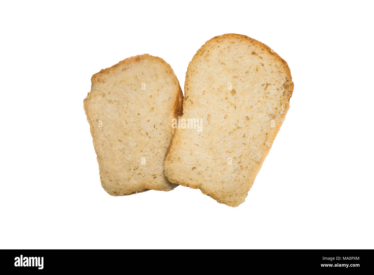 two pieces of bread on isolated white background Stock Photo - Alamy