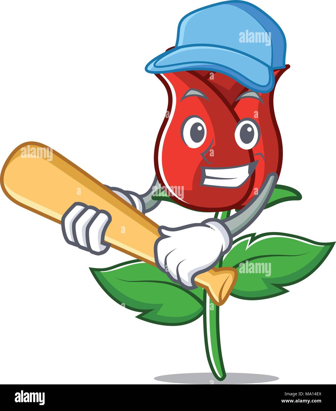 Playing baseball red rose character cartoon Stock Vector Image & Art ...