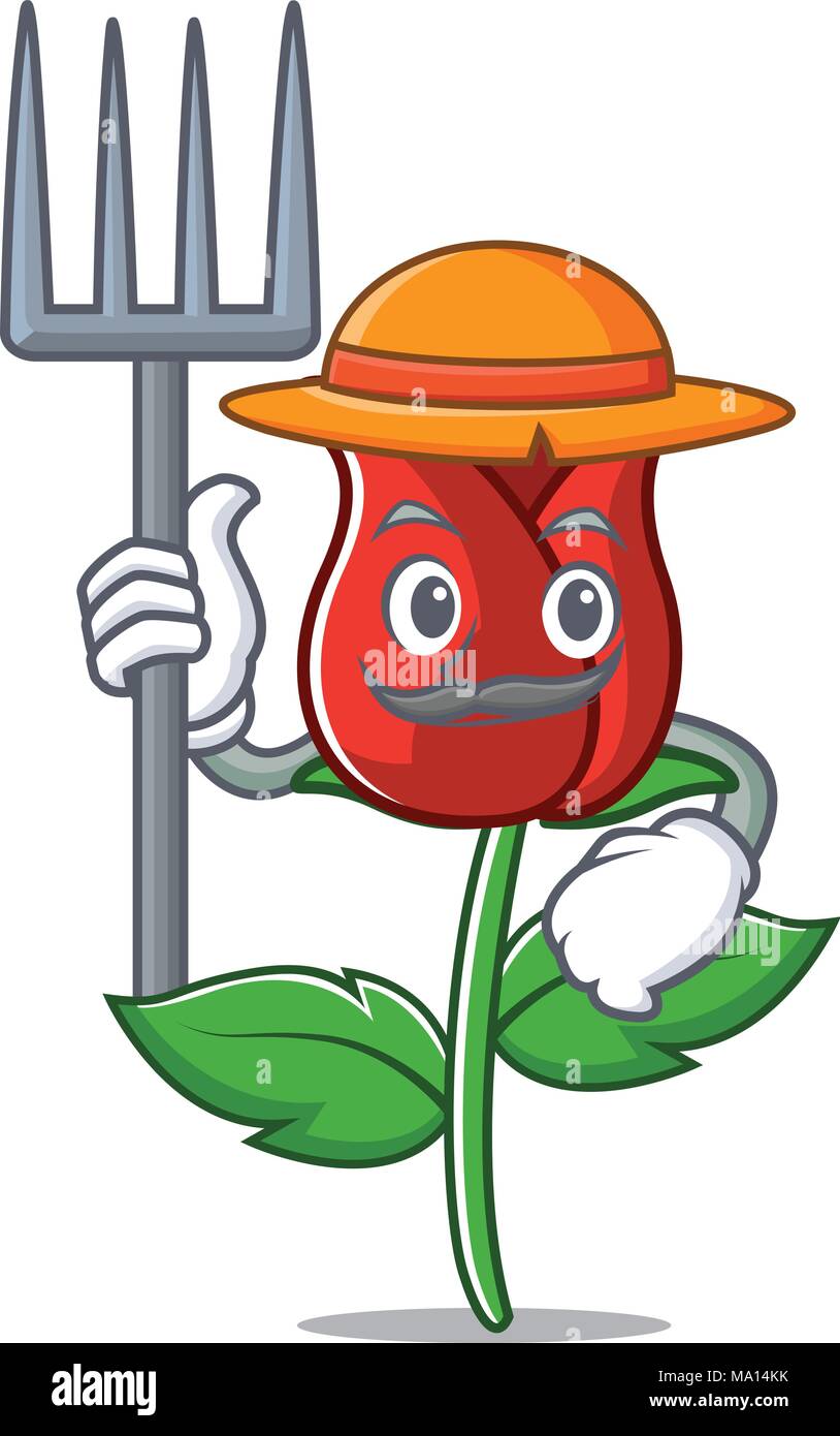 Farmer red rose character cartoon Stock Vector Image & Art - Alamy