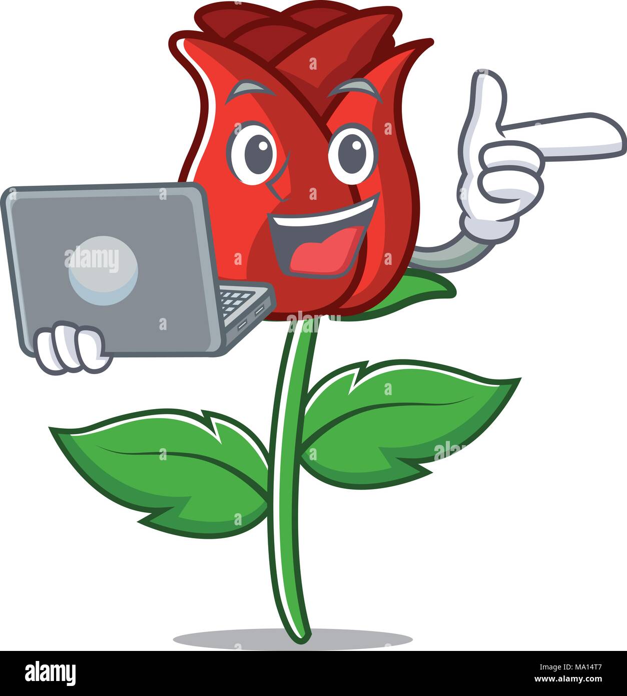 With laptop red rose character cartoon Stock Vector Image & Art - Alamy
