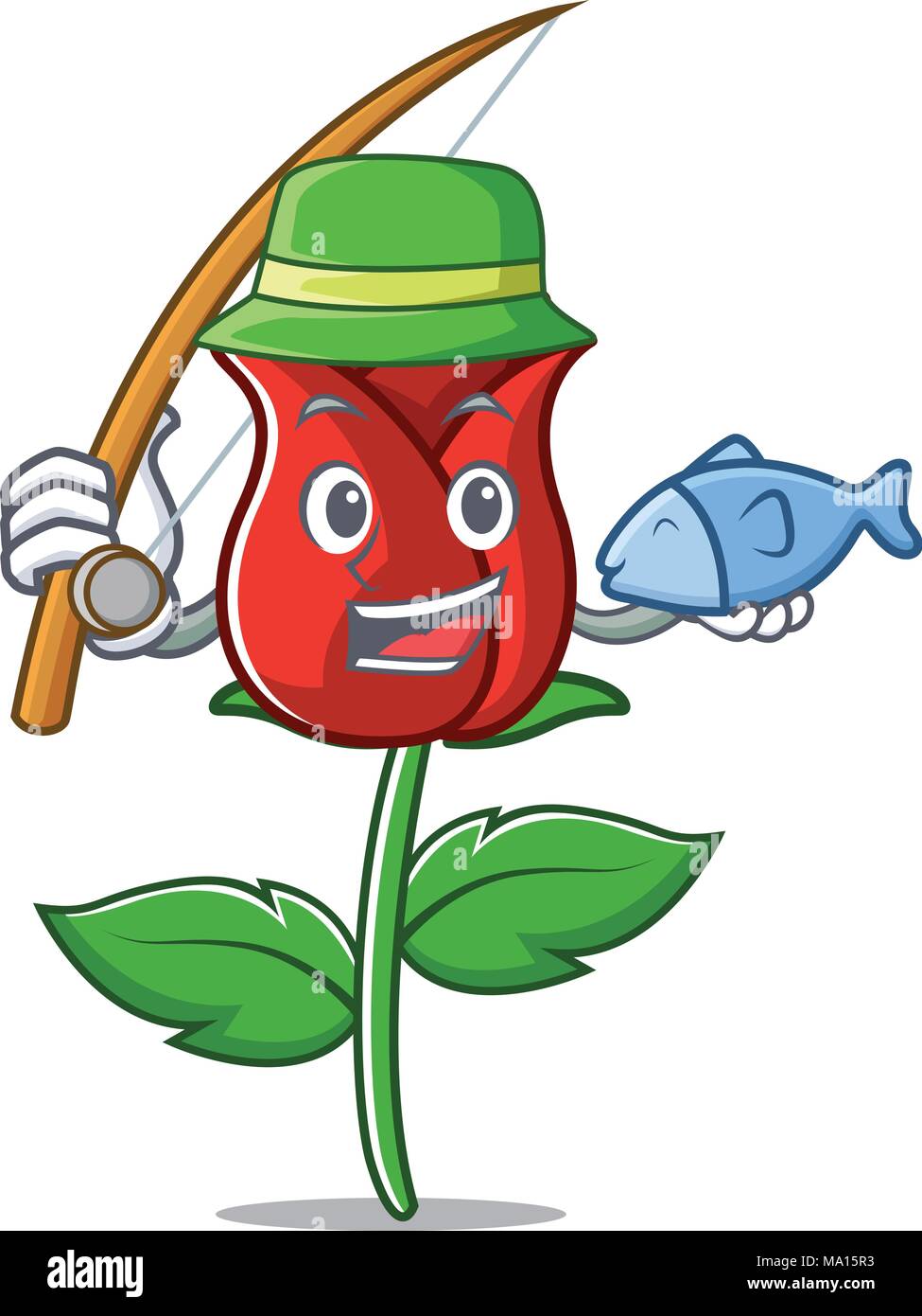 Fishing red rose mascot cartoon Stock Vector Image & Art - Alamy