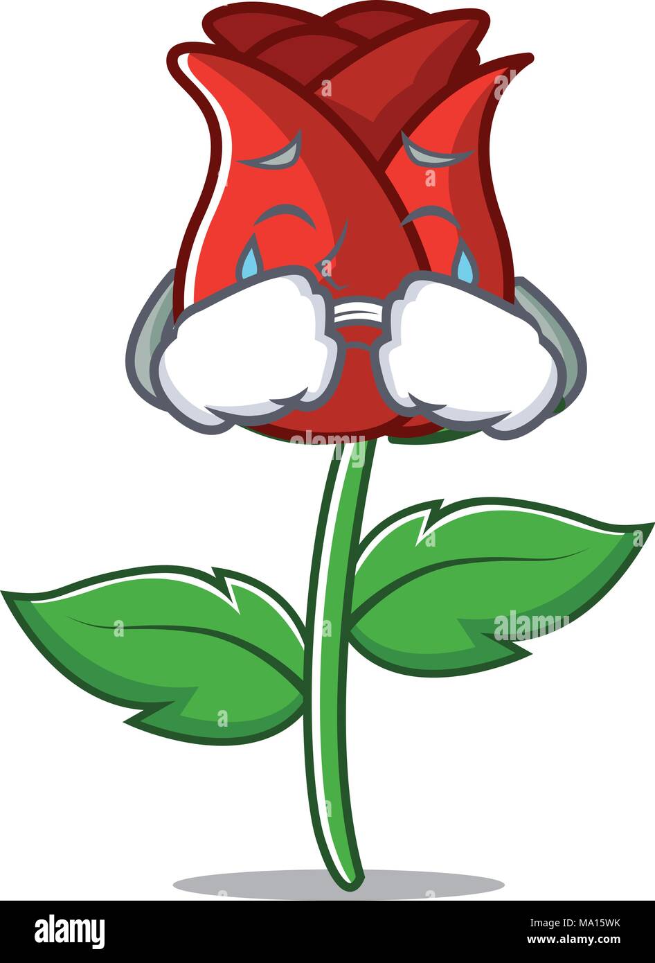 Crying red rose mascot cartoon Stock Vector Image & Art - Alamy