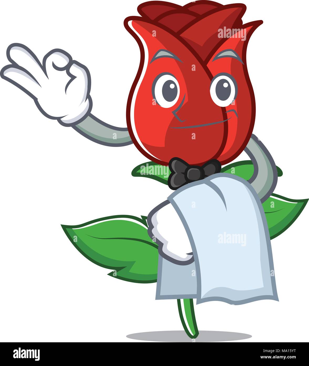 Waiter red rose mascot cartoon Stock Vector Image & Art - Alamy