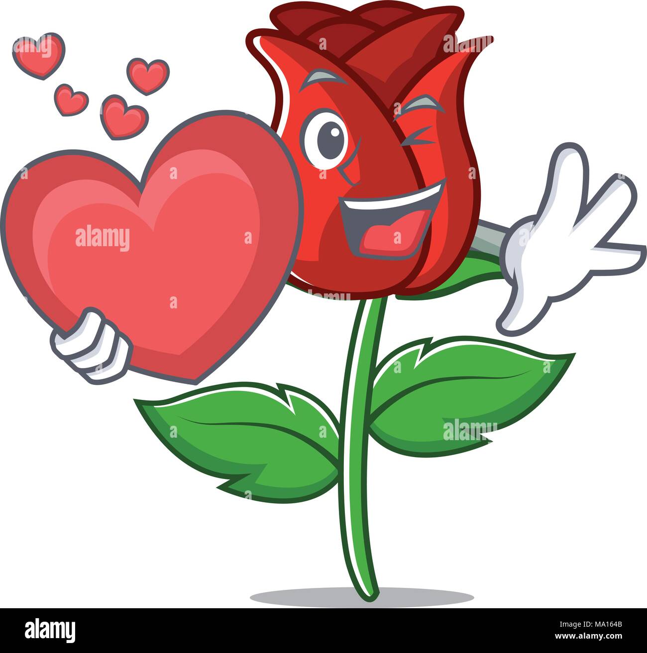 With heart red rose mascot cartoon Stock Vector Image & Art - Alamy