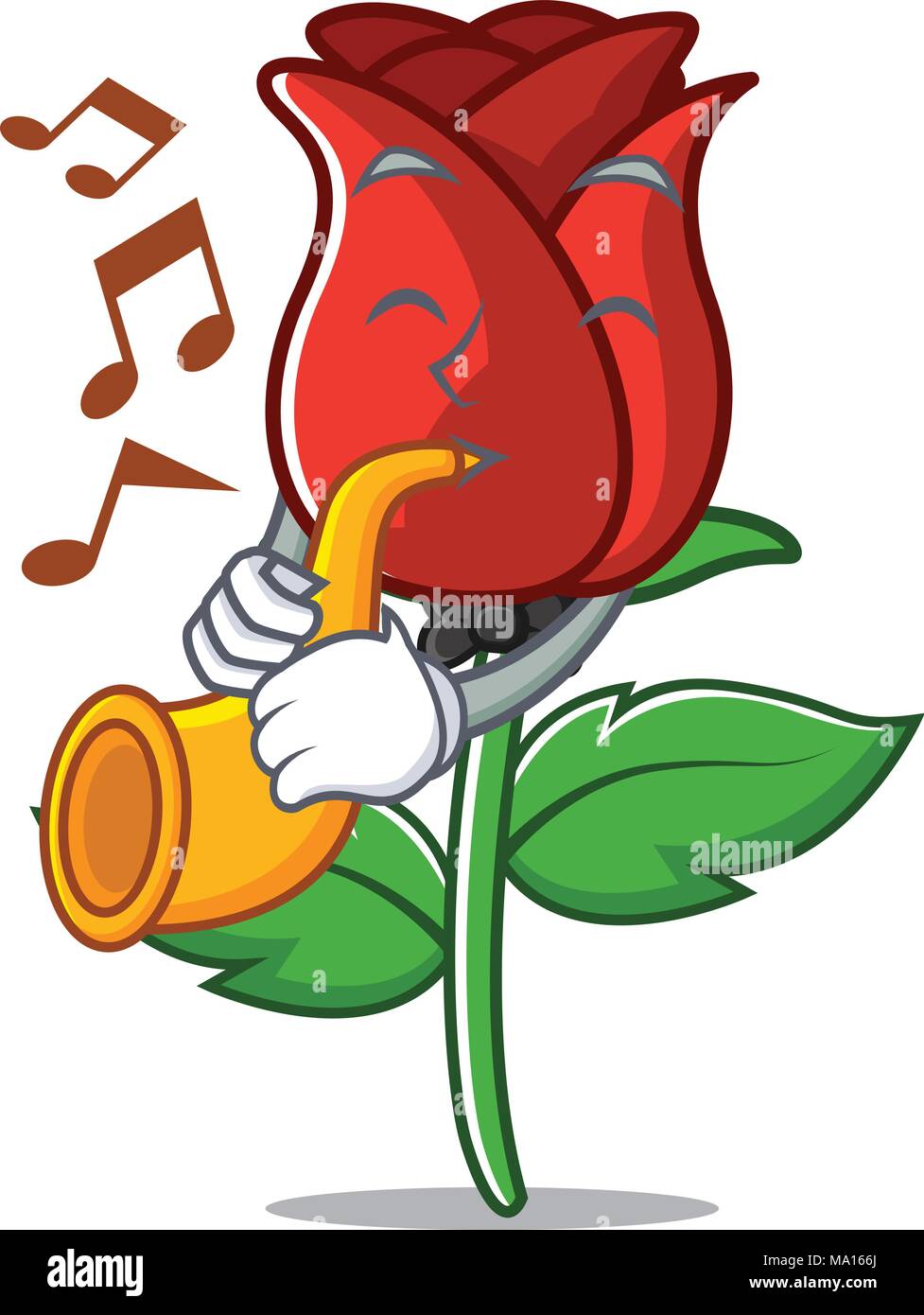 With trumpet red rose mascot cartoon Stock Vector Image & Art - Alamy