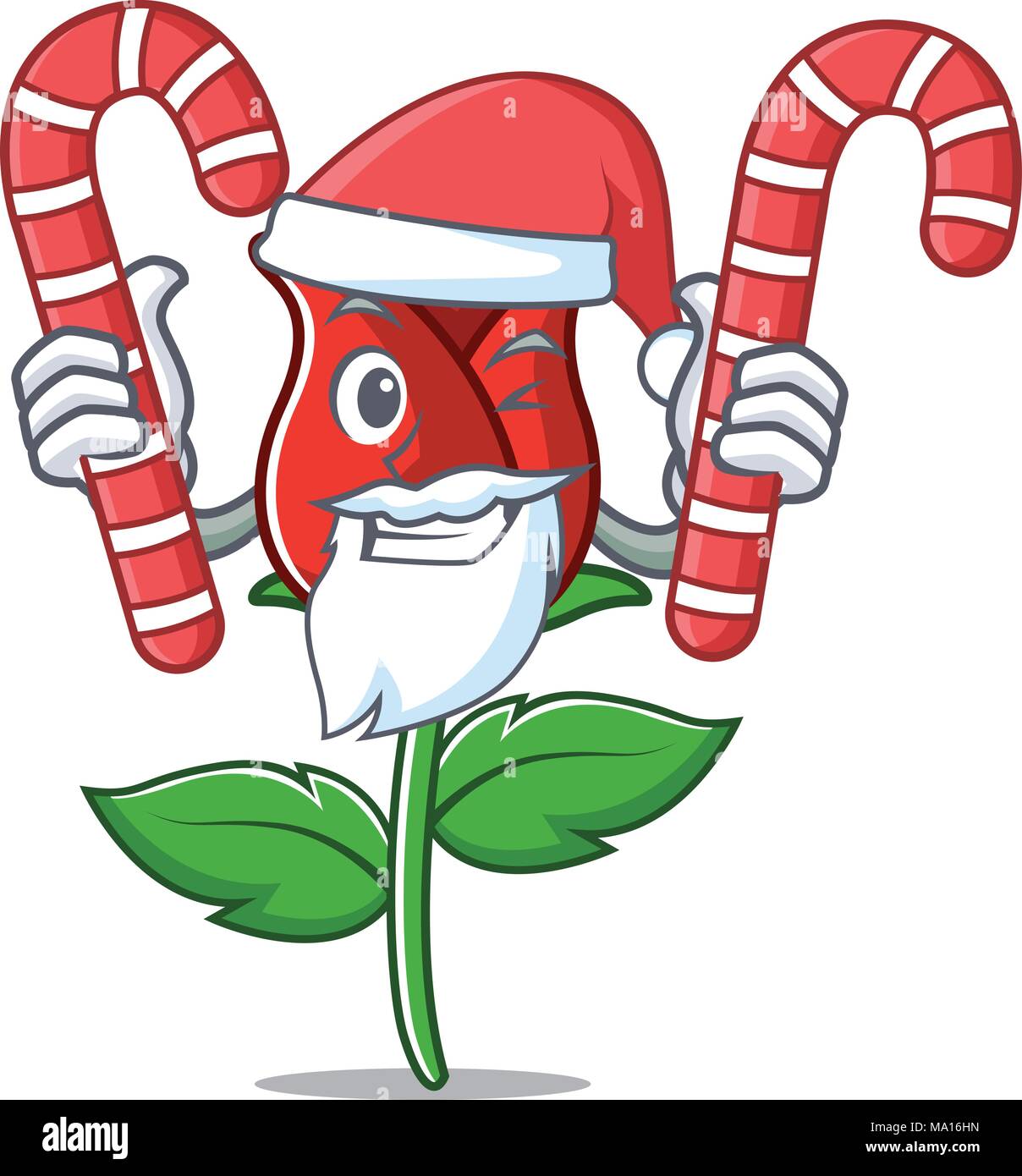 Santa with candy red rose mascot cartoon Stock Vector Image & Art - Alamy