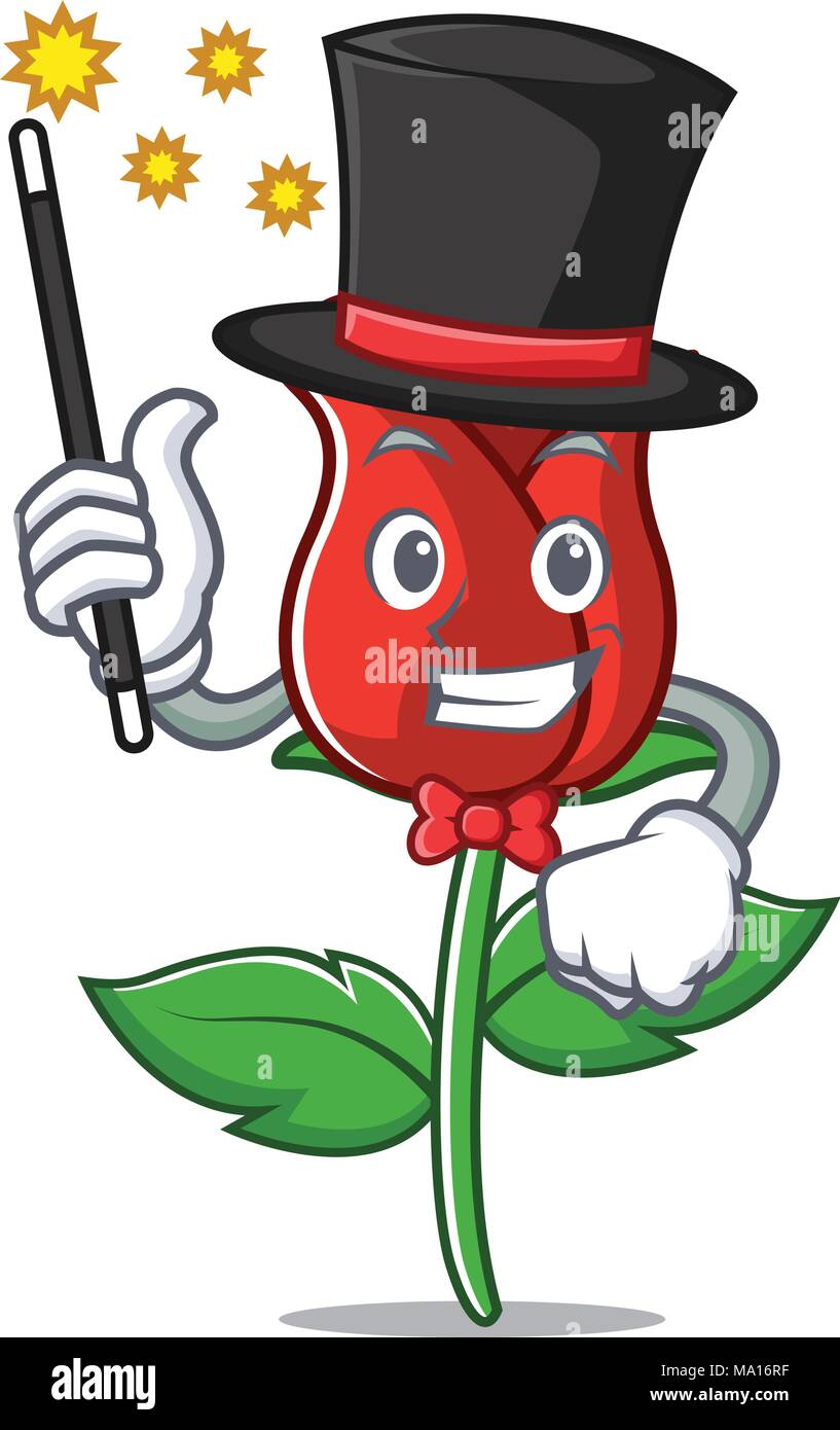 Magician red rose mascot cartoon Stock Vector Image & Art - Alamy