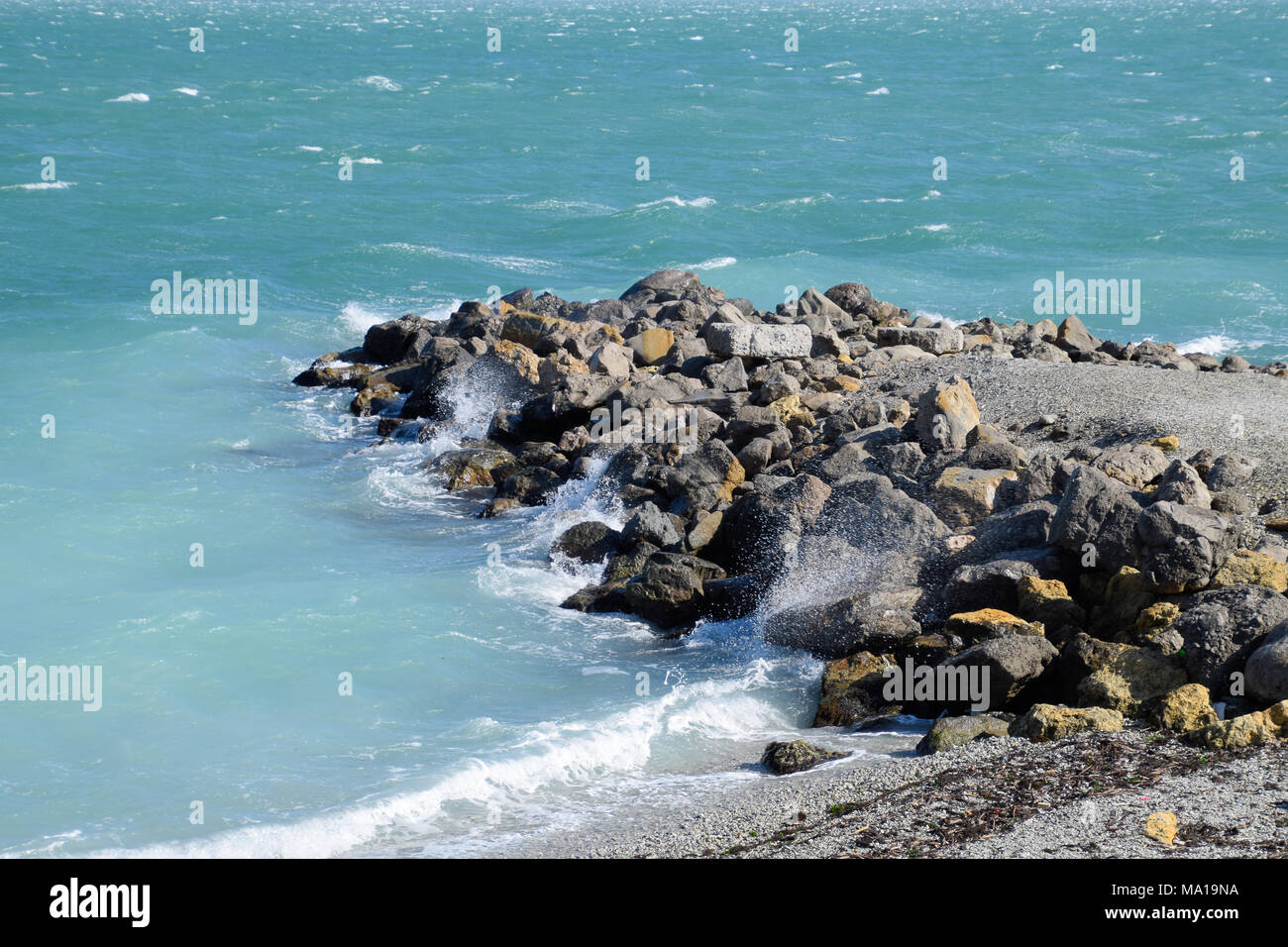 Waves beating on sand beach hi-res stock photography and images - Alamy
