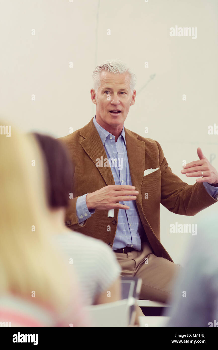 group of students study with professor in modern school classroom Stock ...