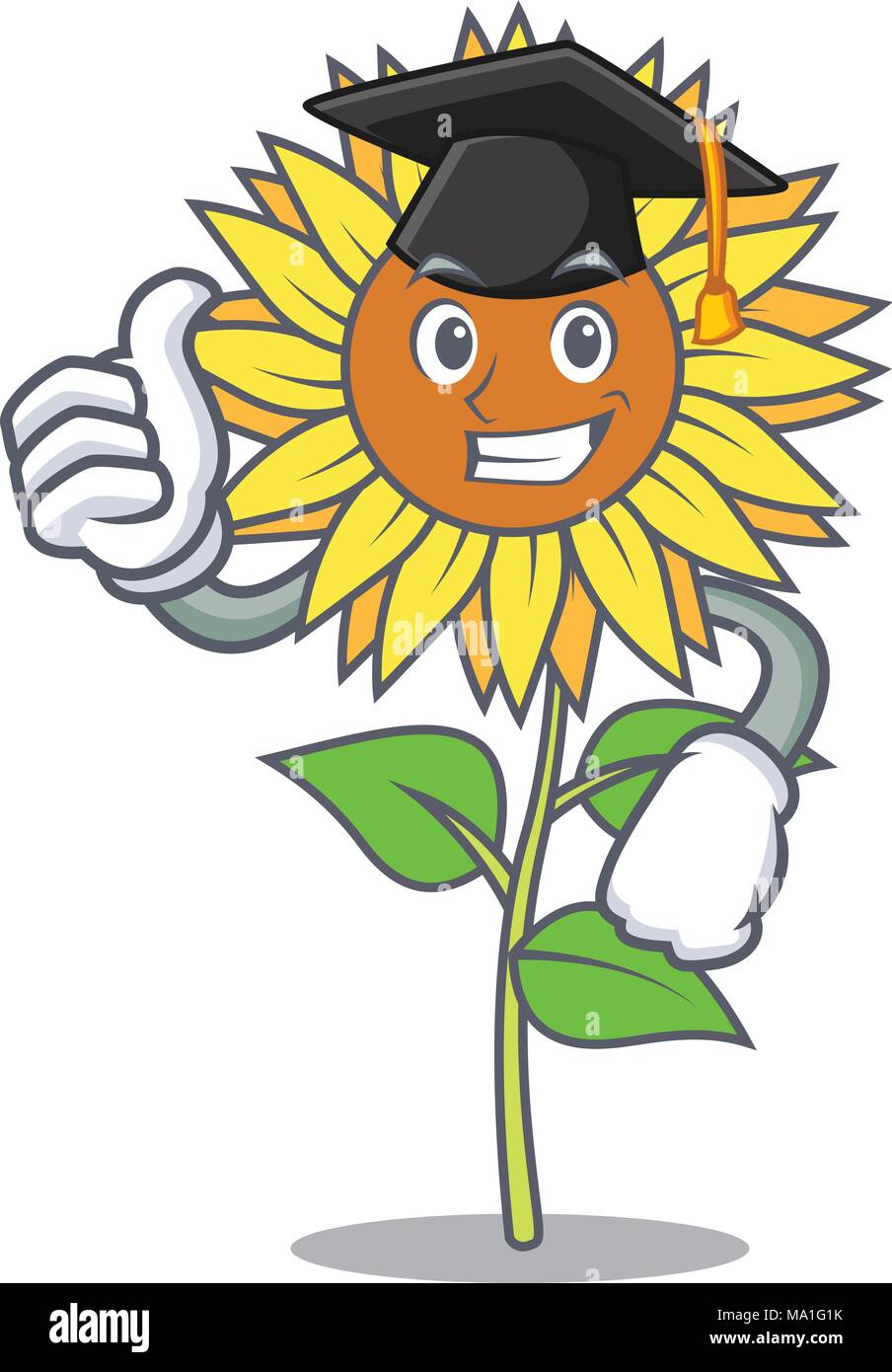 Graduation sunflower character cartoon style Stock Vector Image & Art ...