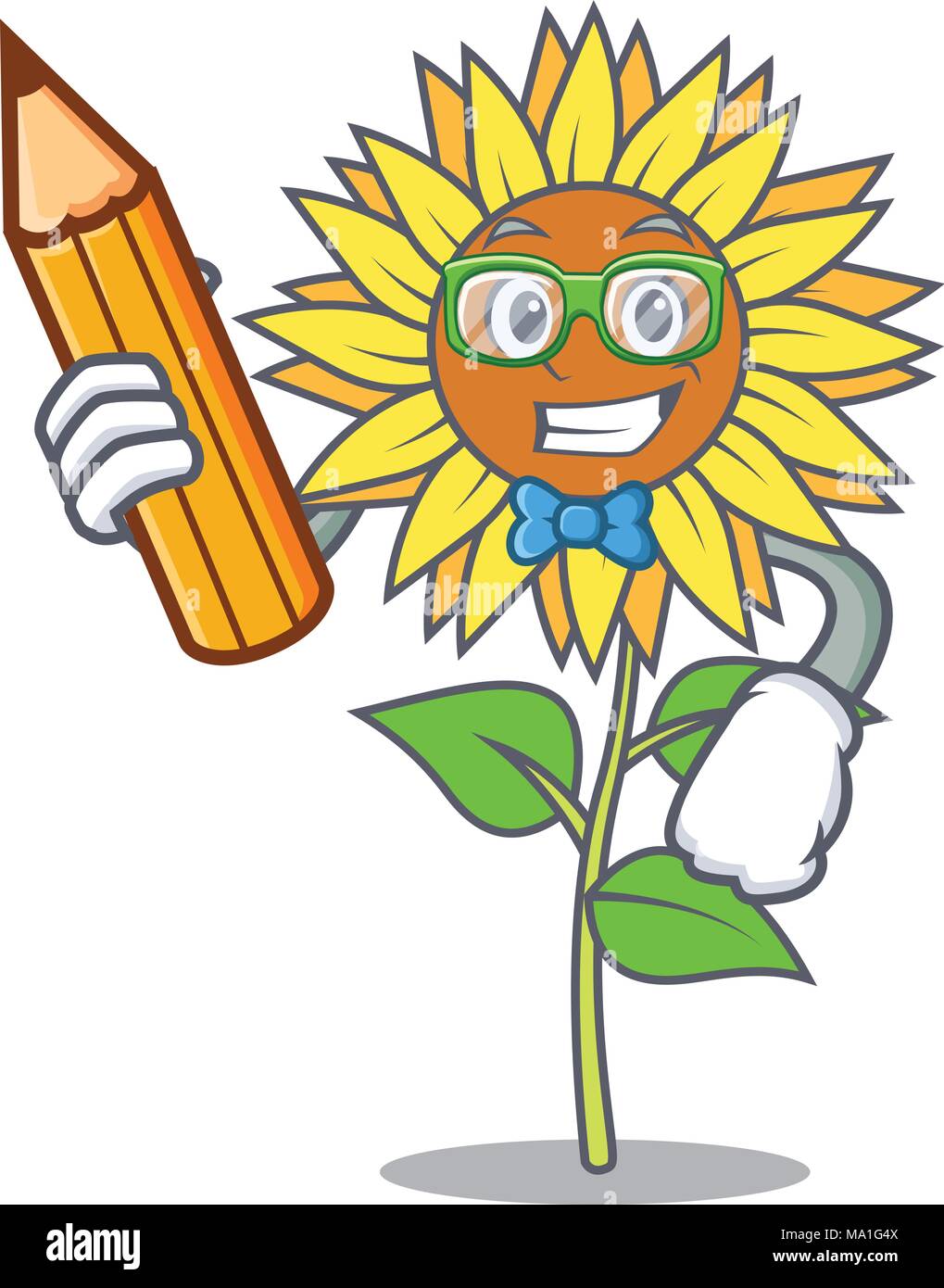 Student sunflower character cartoon style Stock Vector Image & Art - Alamy