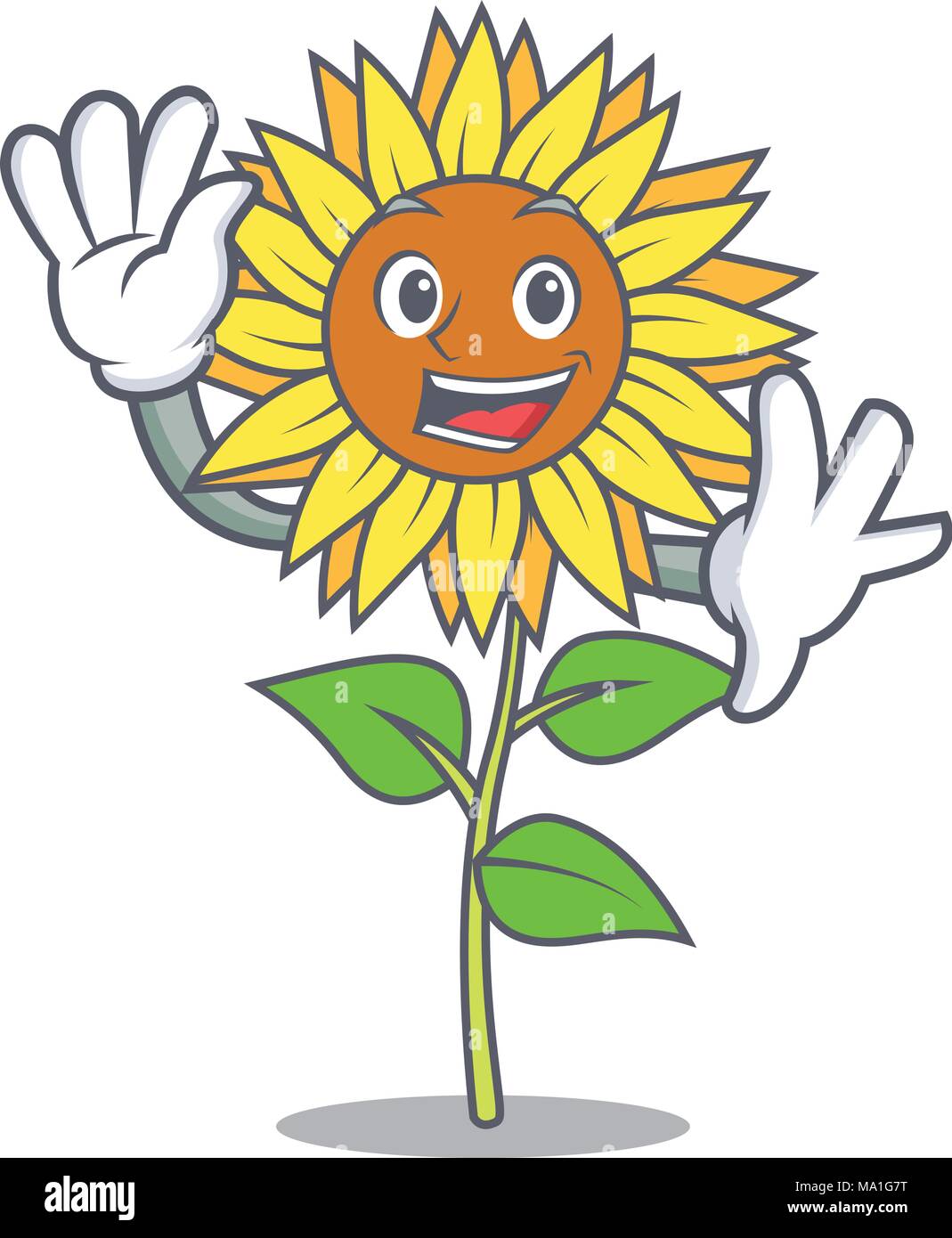 Waving sunflower character cartoon style Stock Vector Image & Art - Alamy