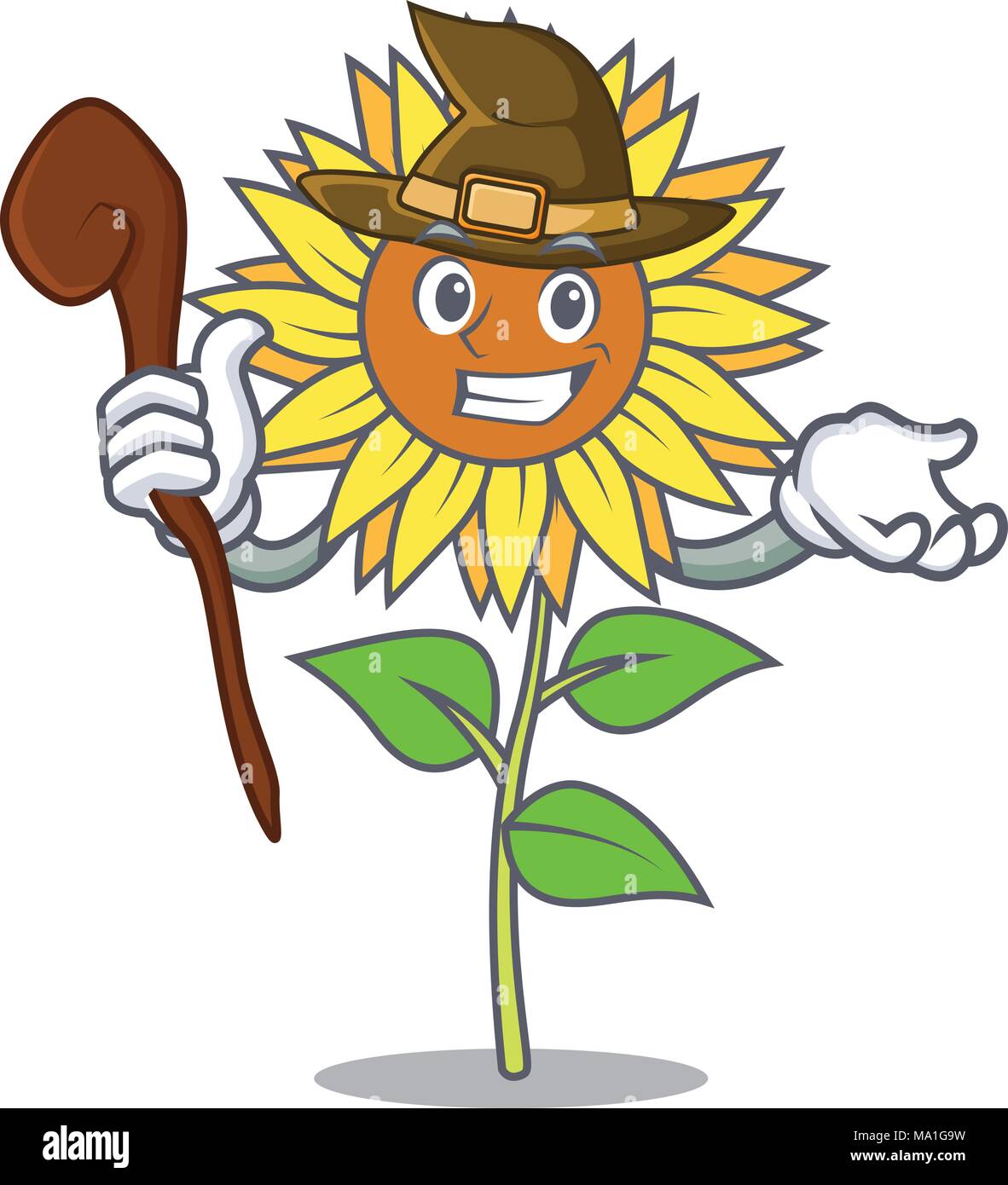 Witch sunflower mascot cartoon style Stock Vector Image & Art - Alamy