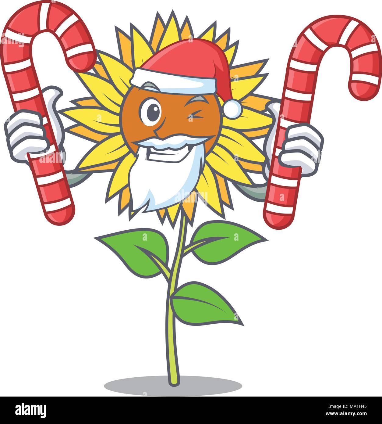 Santa with candy sunflower mascot cartoon style Stock Vector Image ...