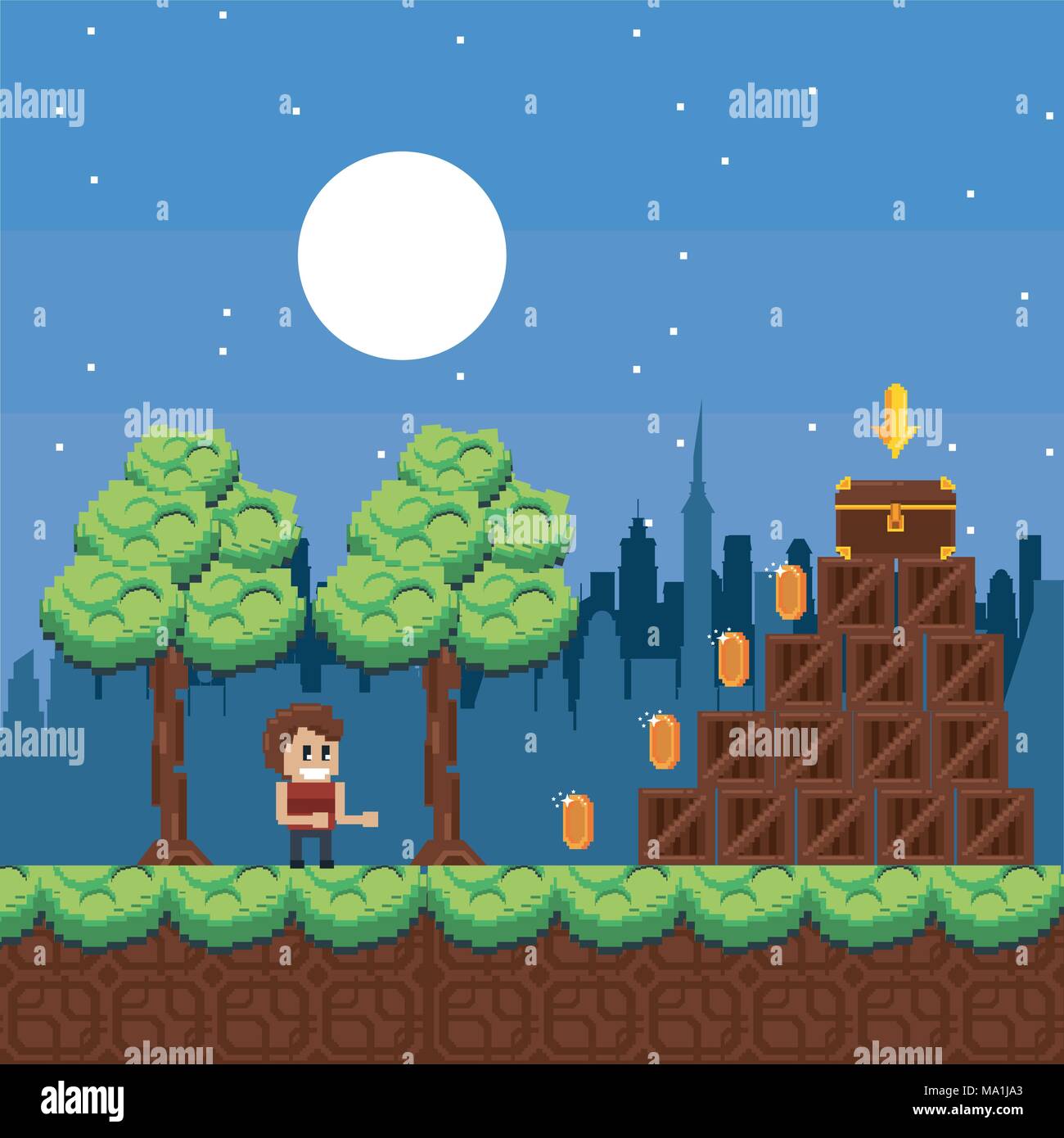 Pixelated urban videogame scenery Stock Vector Image & Art - Alamy