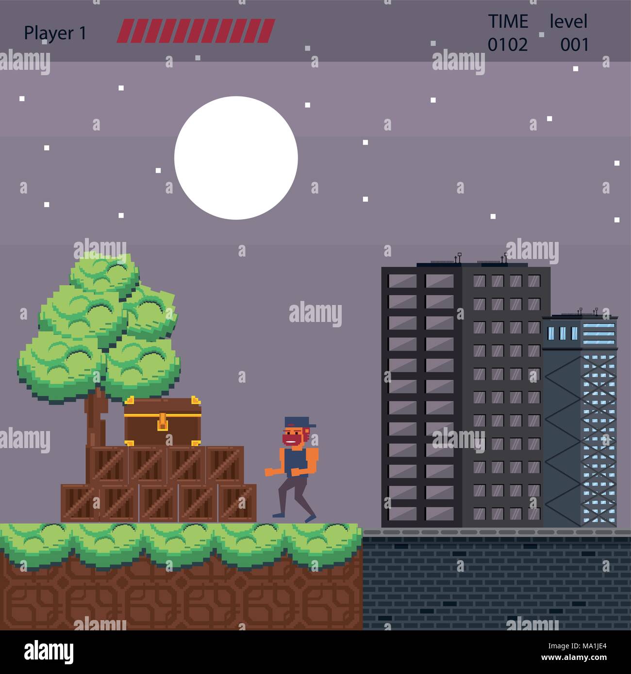Pixelated urban videogame scenery Stock Vector Image & Art - Alamy