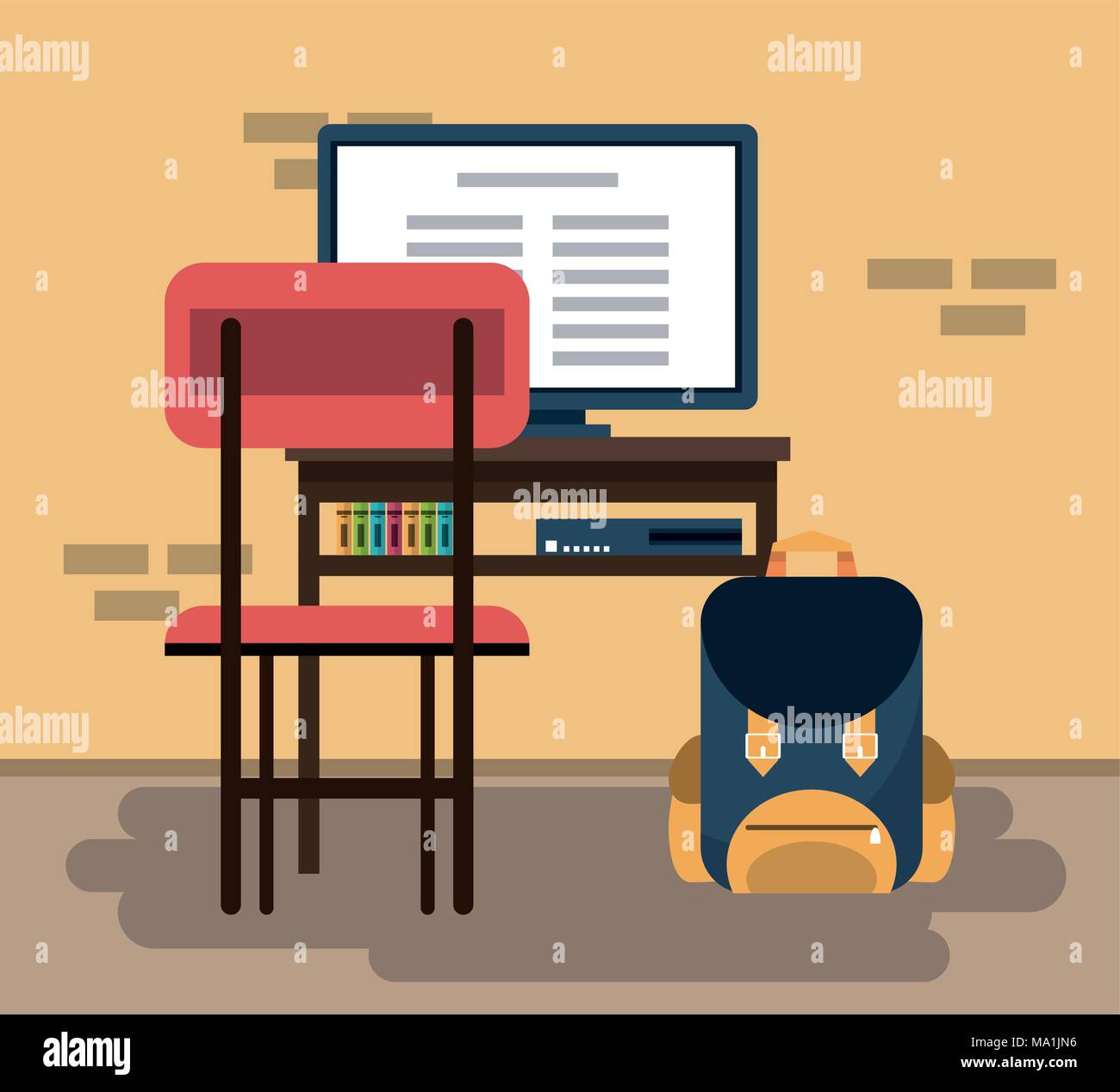 Empty classroom cartoon Stock Vector Image & Art - Alamy