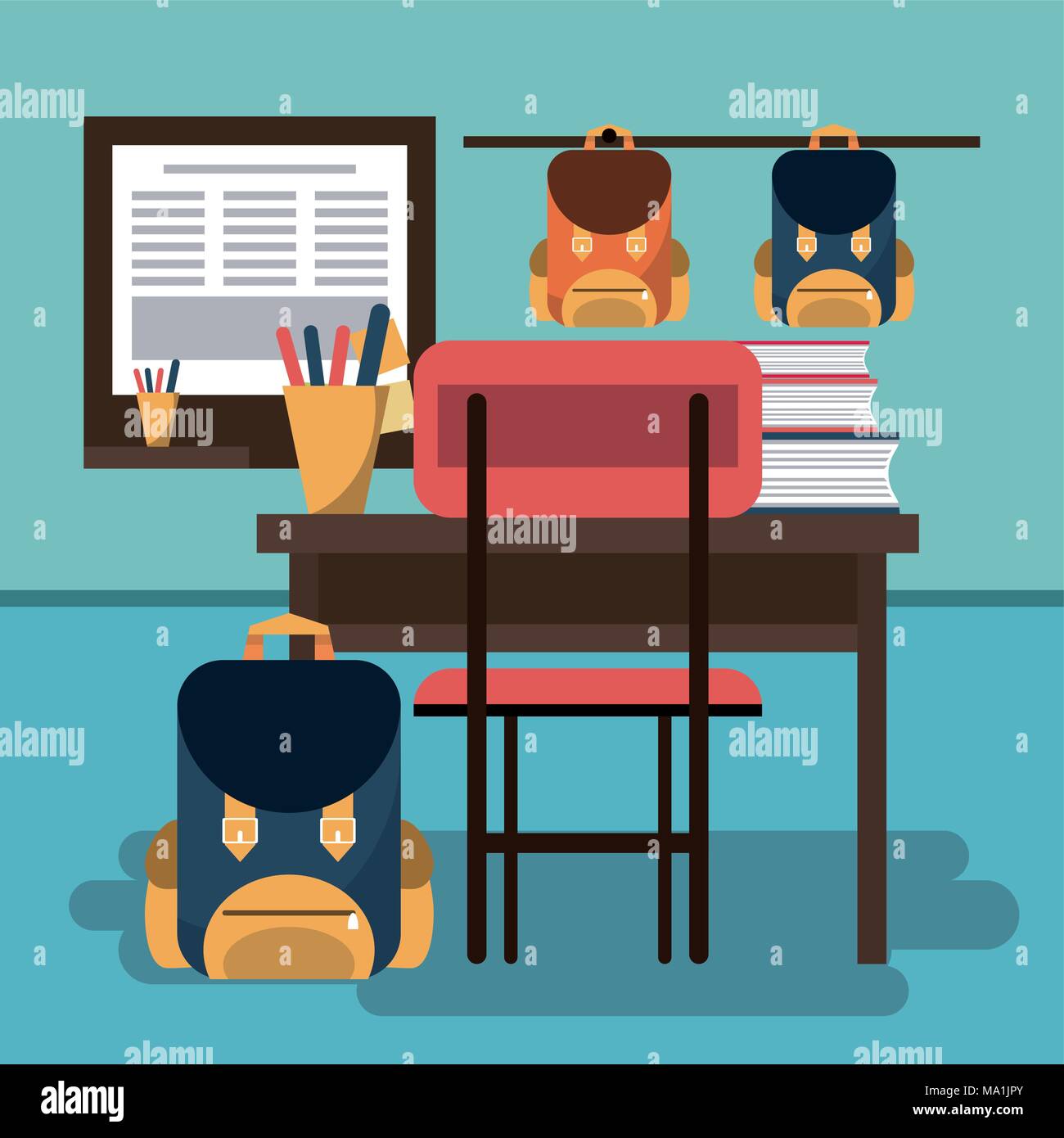 Empty classroom cartoon Stock Vector Image & Art - Alamy
