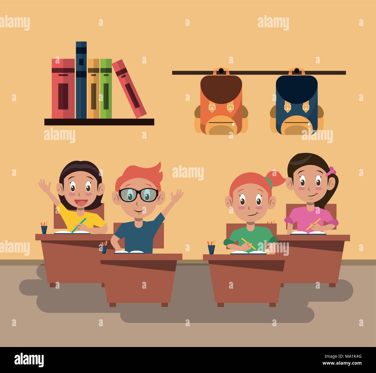 Kids students at classroom Stock Vector Image & Art - Alamy