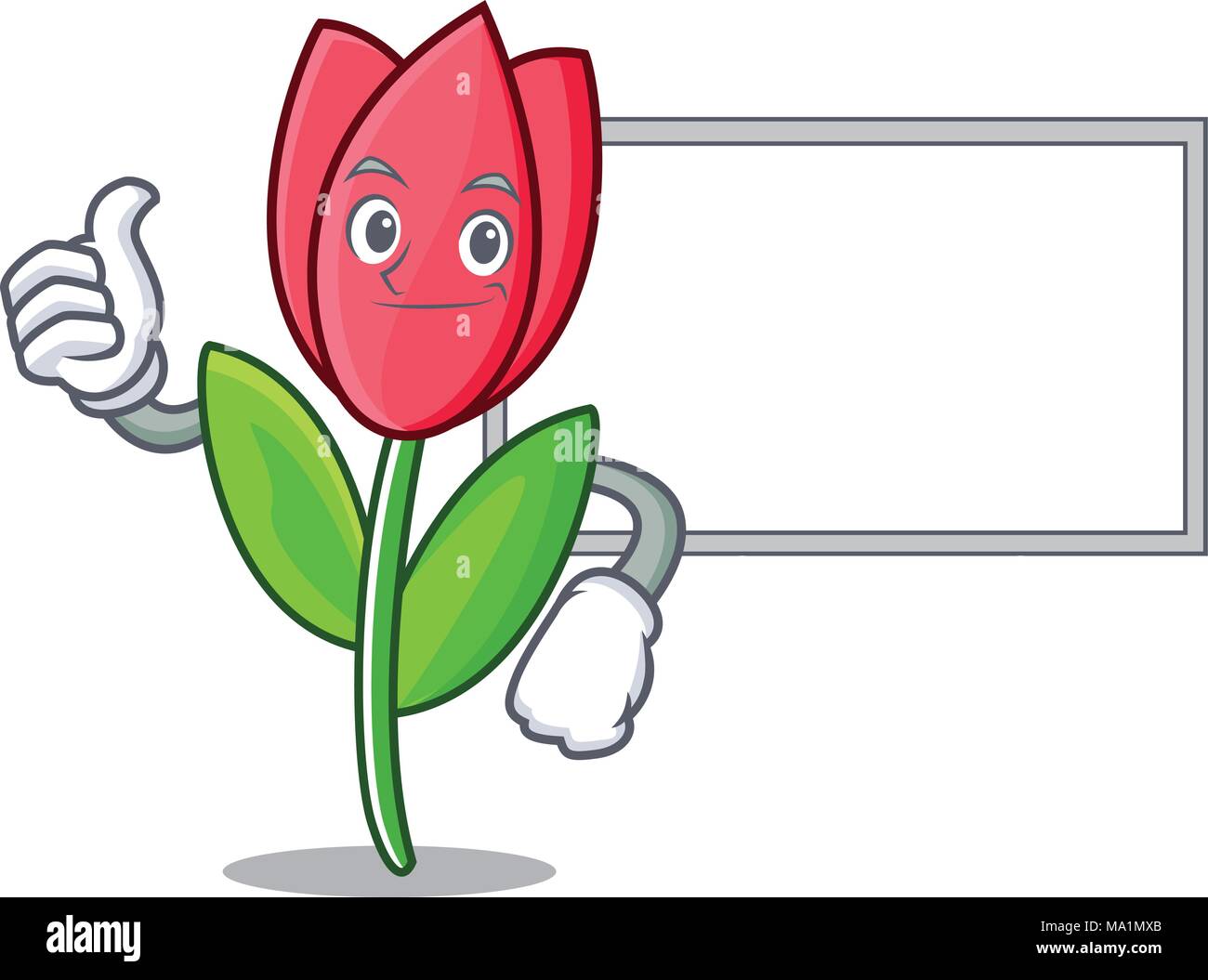 Thumbs up with board tulip character cartoon style Stock Vector Image ...