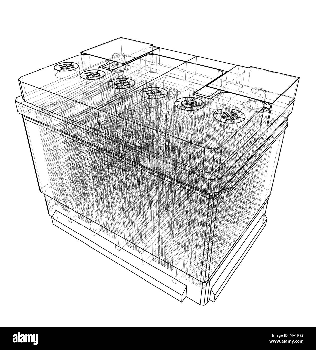 Battery car outline. Vector rendering of 3d Stock Vector Image & Art ...