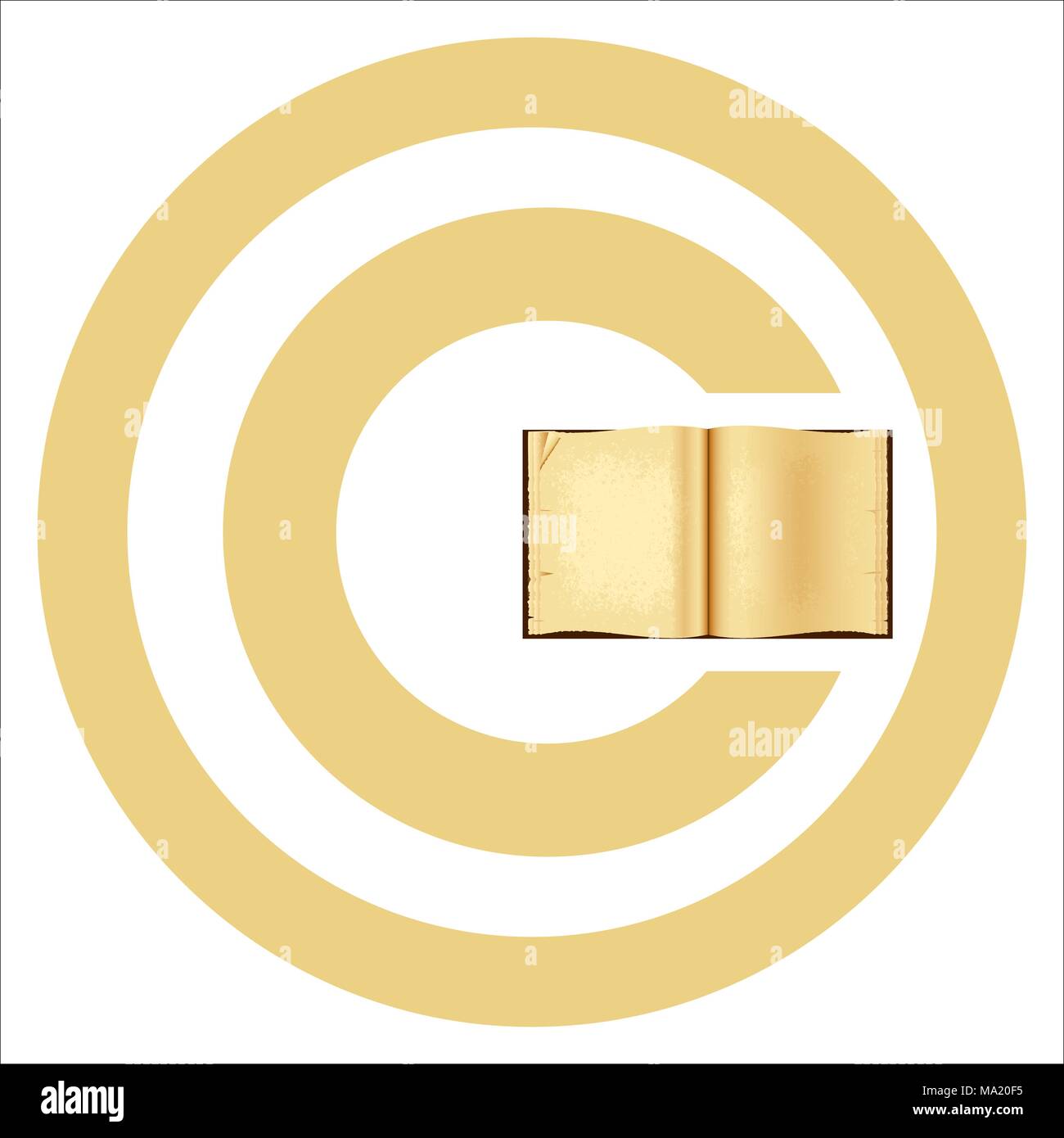World Book and Copyright Day. Open old book. Background copyright sign ...