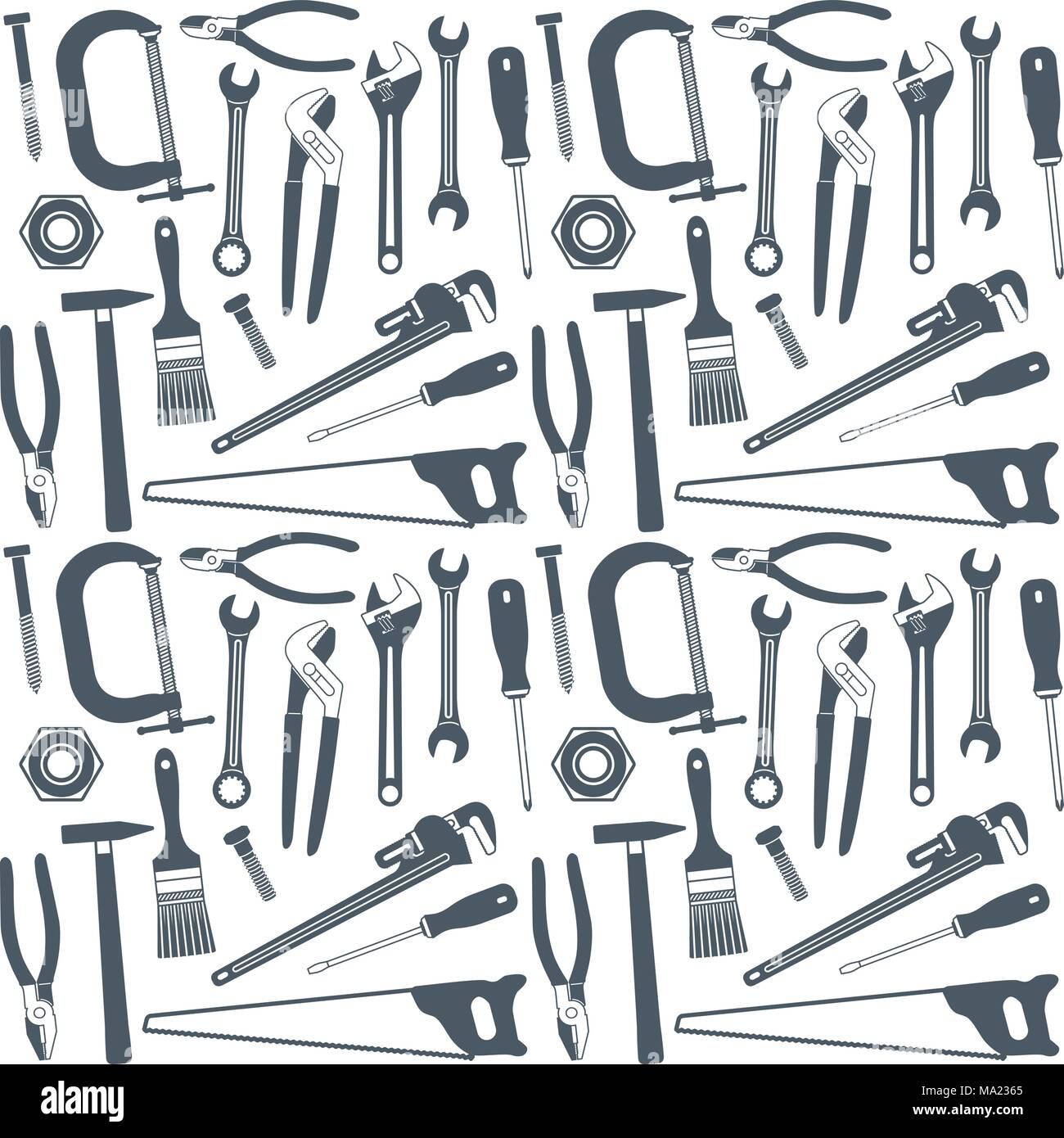 Vector seamless pattern background with various tools Stock Vector ...