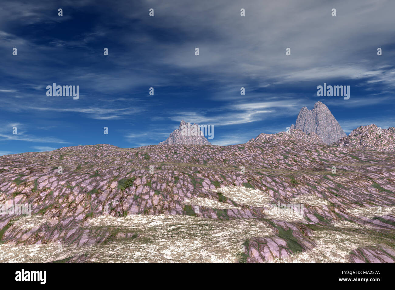 Fantasy alien planet. Mountain. 3D illustration Stock Photo - Alamy