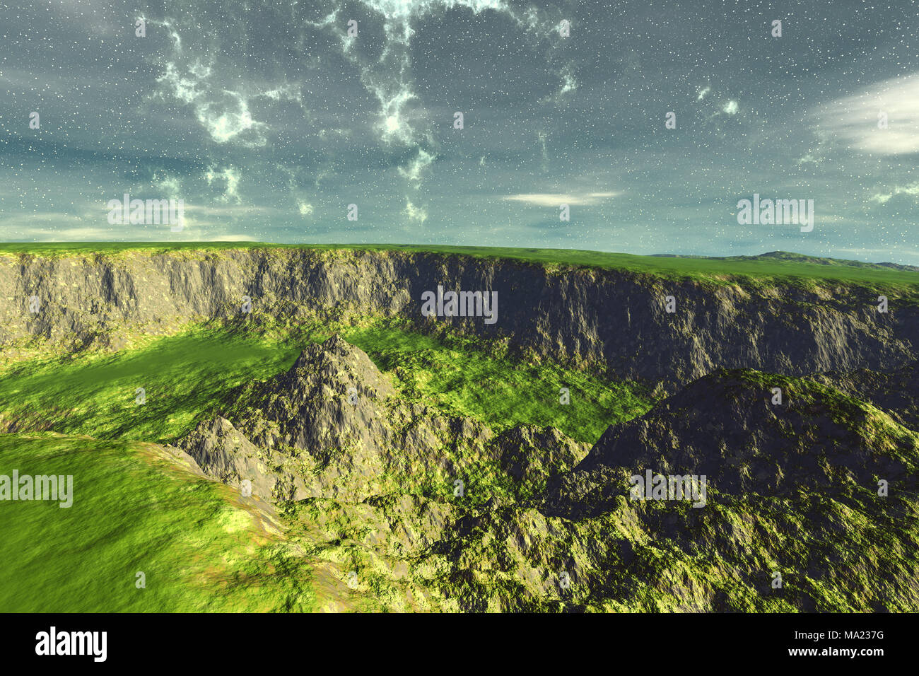 Fantasy alien planet. Mountain. 3D illustration Stock Photo - Alamy
