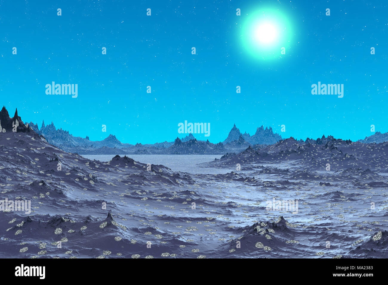 Fantasy alien planet. Mountain. 3D illustration Stock Photo - Alamy