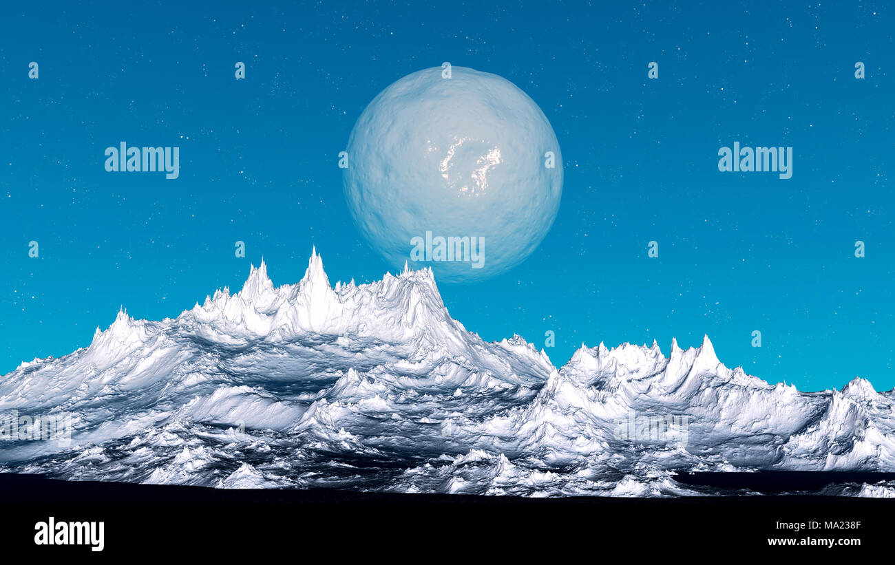 Fantasy alien planet. Mountain. 3D illustration Stock Photo - Alamy