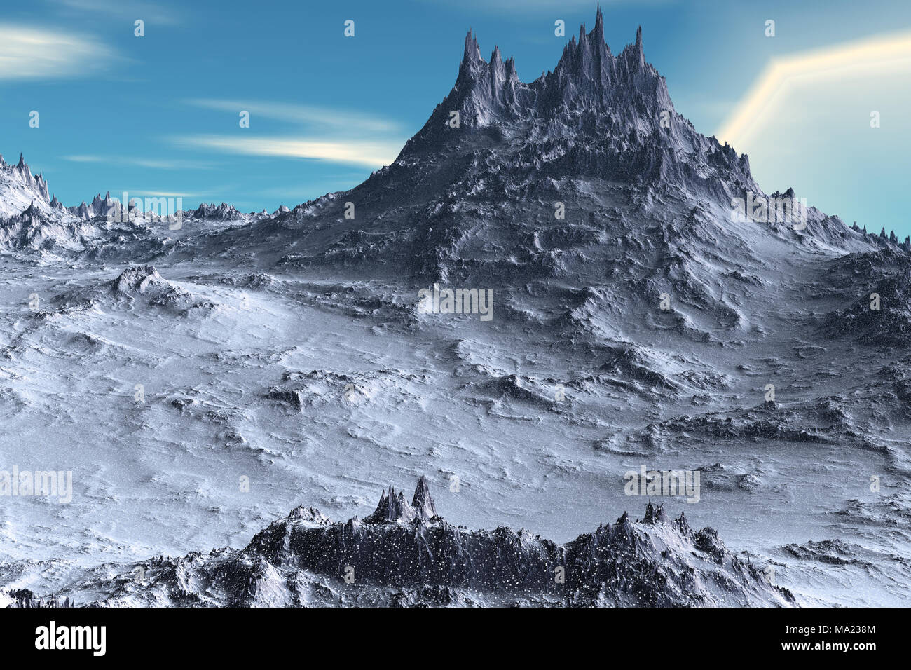 Fantasy alien planet. Mountain. 3D illustration Stock Photo - Alamy