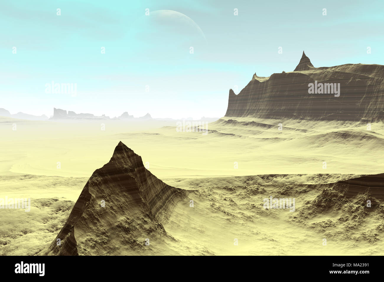 Fantasy alien planet. Mountain. 3D illustration Stock Photo - Alamy