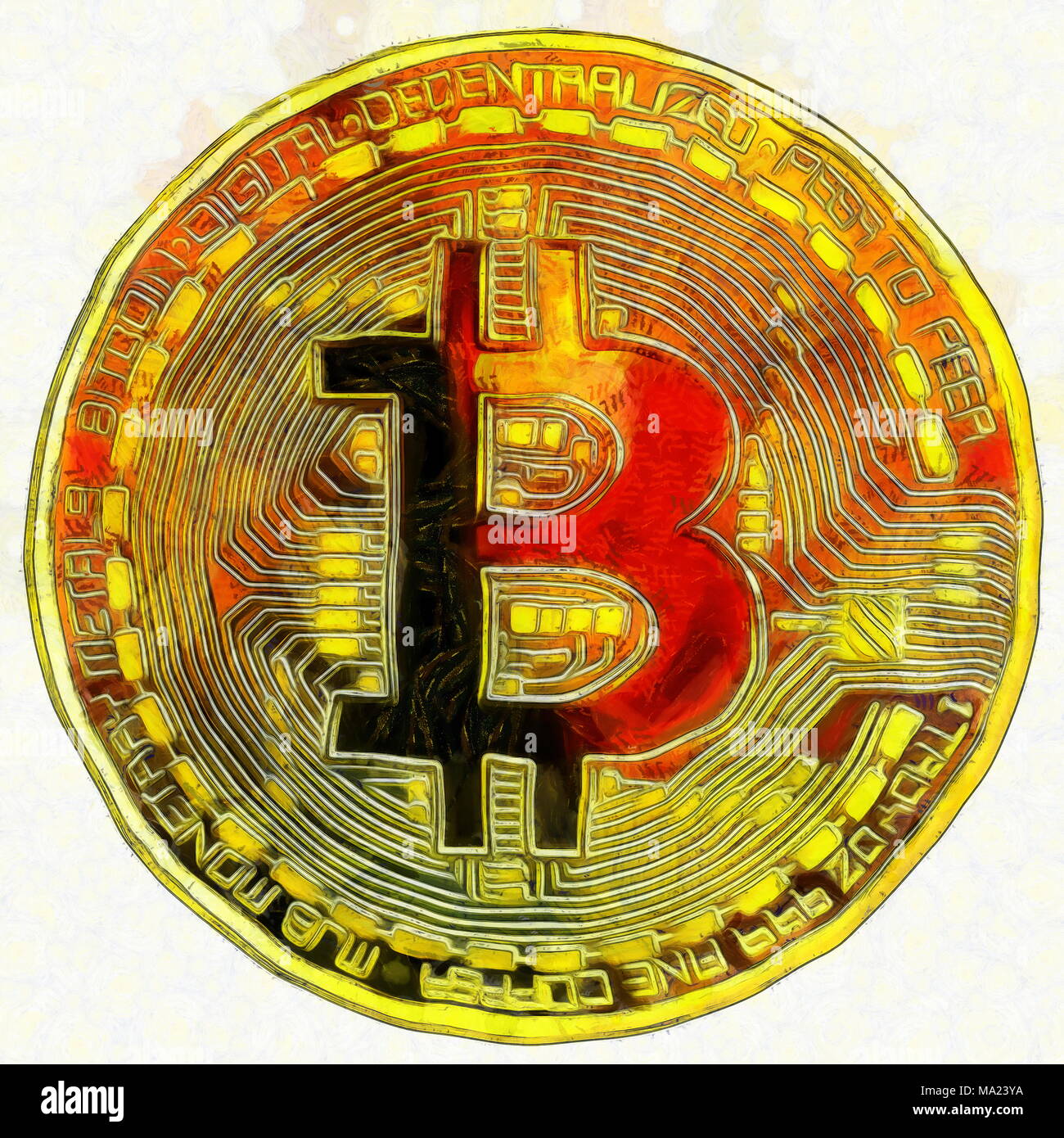 Bitcoin cryptocurrency concept, graphic collage, art effect Stock Photo ...