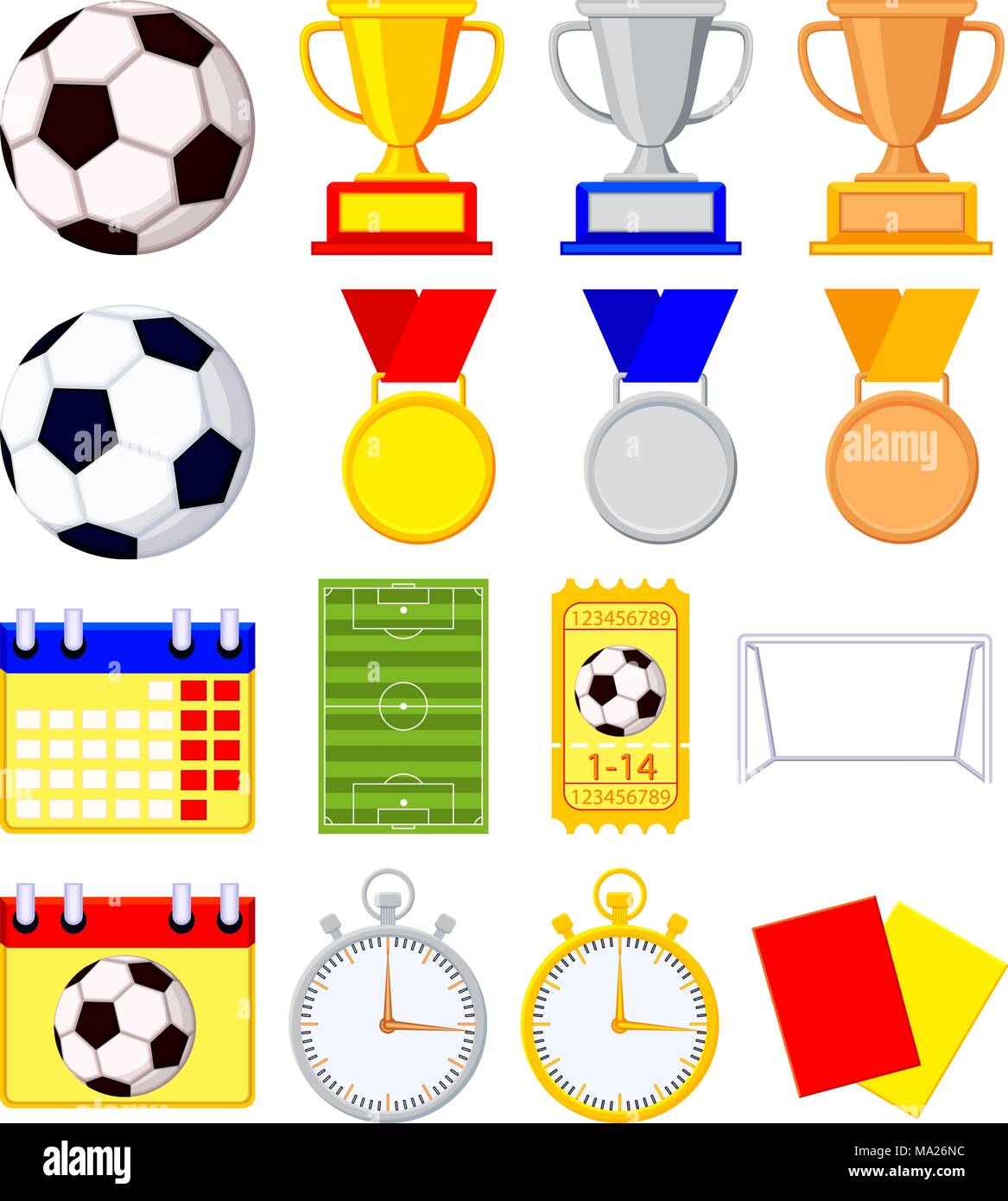 Soccer football game cartoon icon 16 element set Stock Vector Image ...