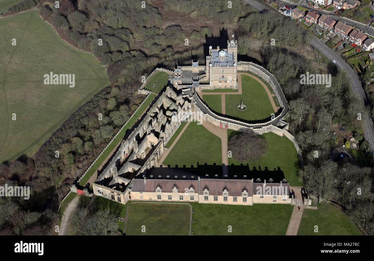 aerial view of Bolsover Castle Stock Photo - Alamy