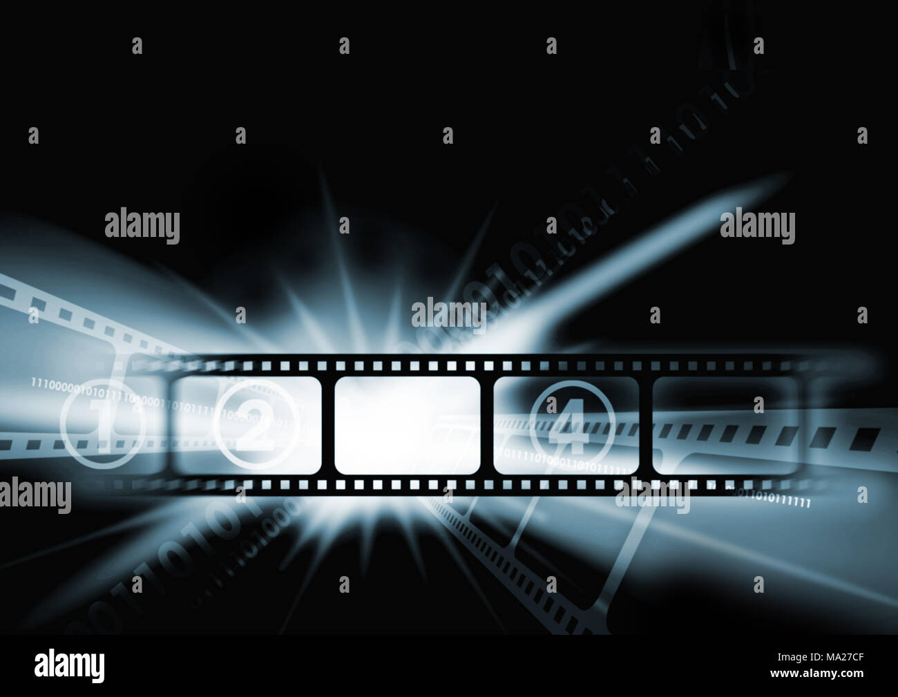 Cinema film background . Dark blue background with camera film Stock ...