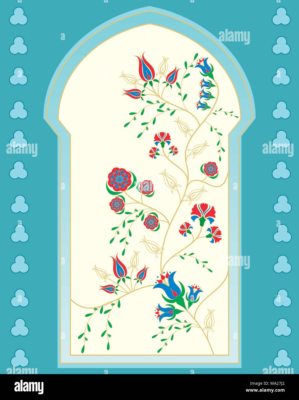 an illustration of a beautifully ornate islamic style window with ...