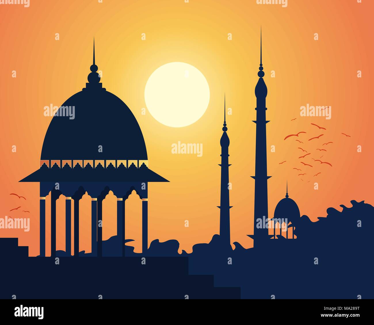 India evening scenery Stock Vector Images - Alamy