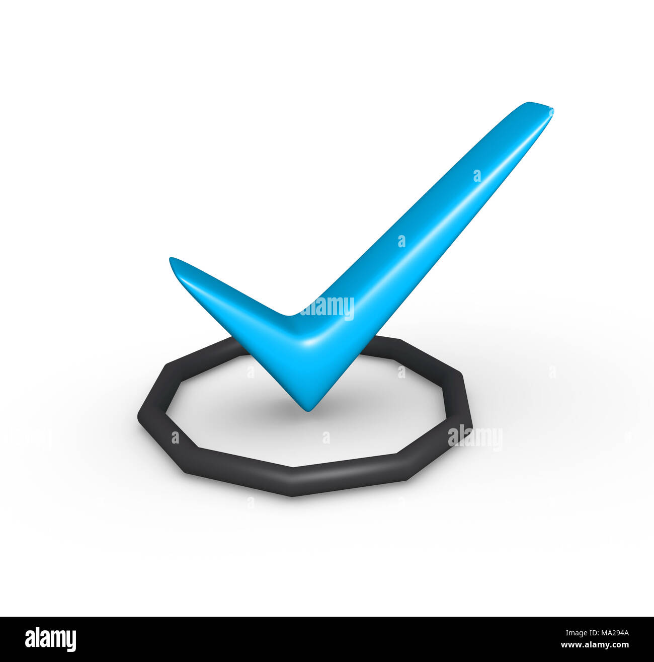 3d check mark is inside of a circle on the ground Stock Photo - Alamy