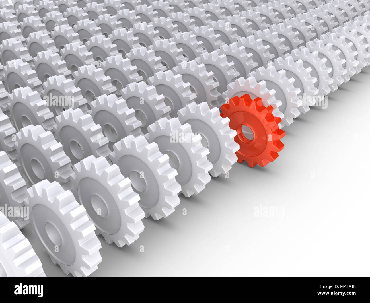 3d cogwheels in rows and one in front Stock Photo - Alamy